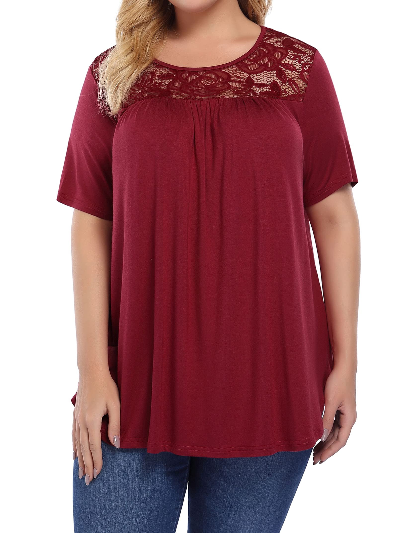 Rivelino Plus Size Summer Tops for Women Short Sleeve Hide Belly Shirts ...