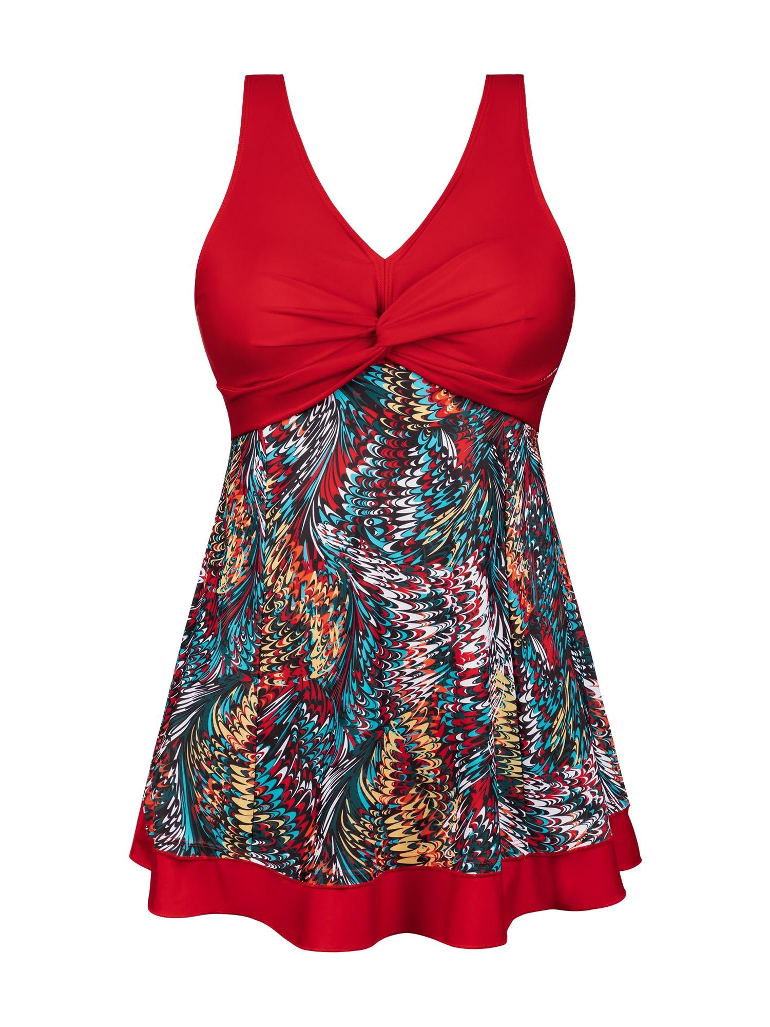 Rivelino Plus Size Swim Dress for Women, Floral One Piece Swimsuit with ...