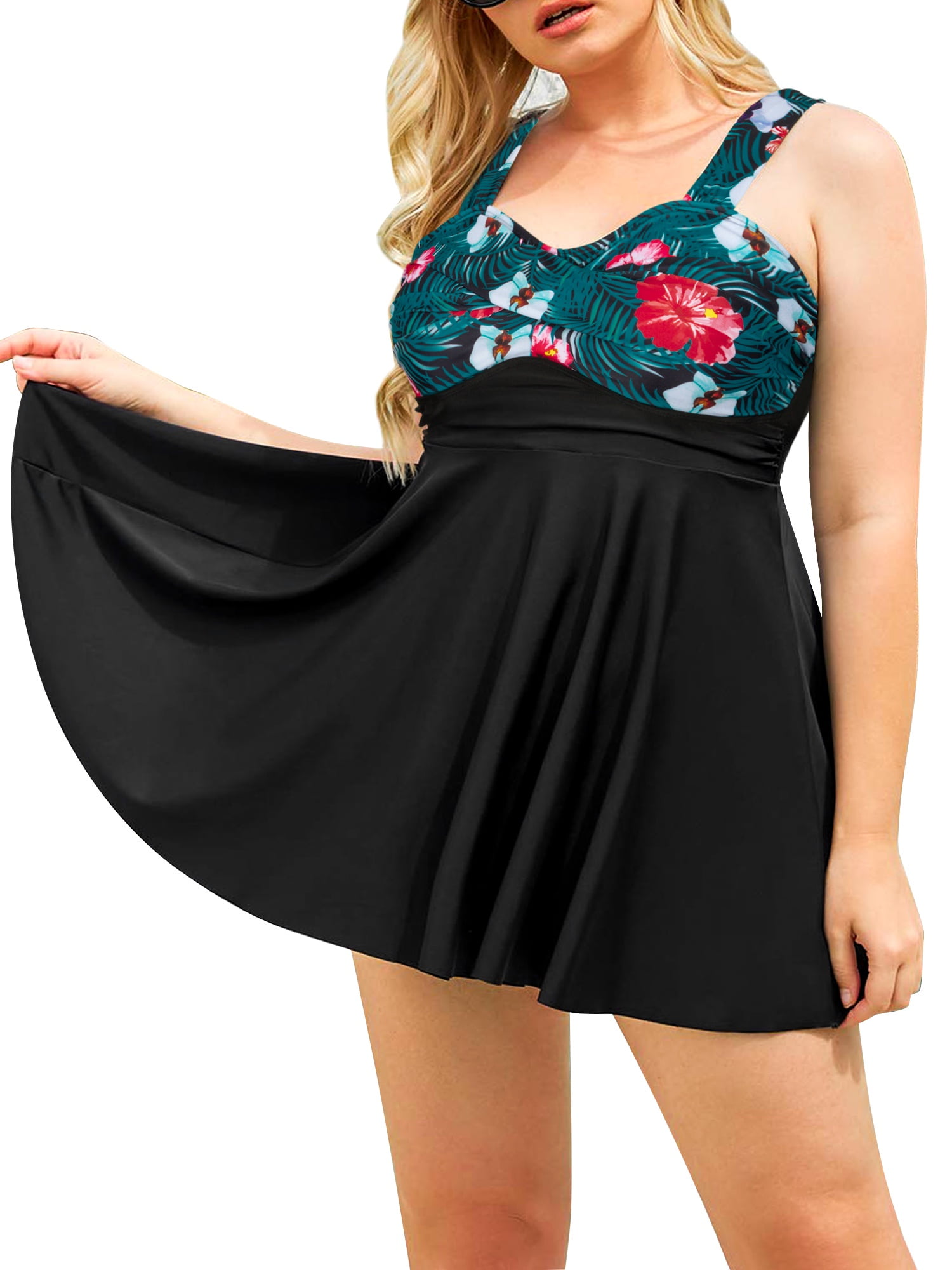 Rivelino Plus Size Swimsuits for Women Flowy Tankini Swim Dress Bathing ...