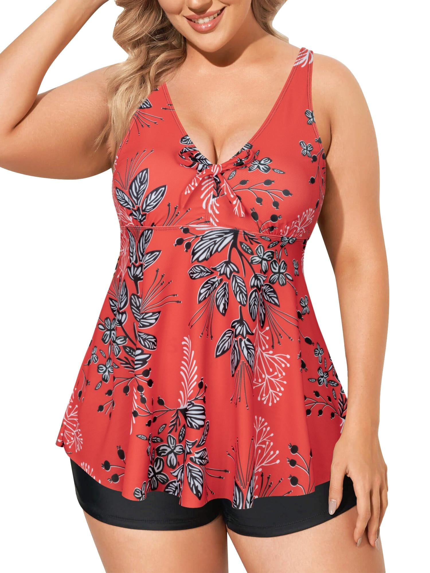 Rivelino Plus Size Swimsuits For Women Two Piece Flowy Tankini Bathing