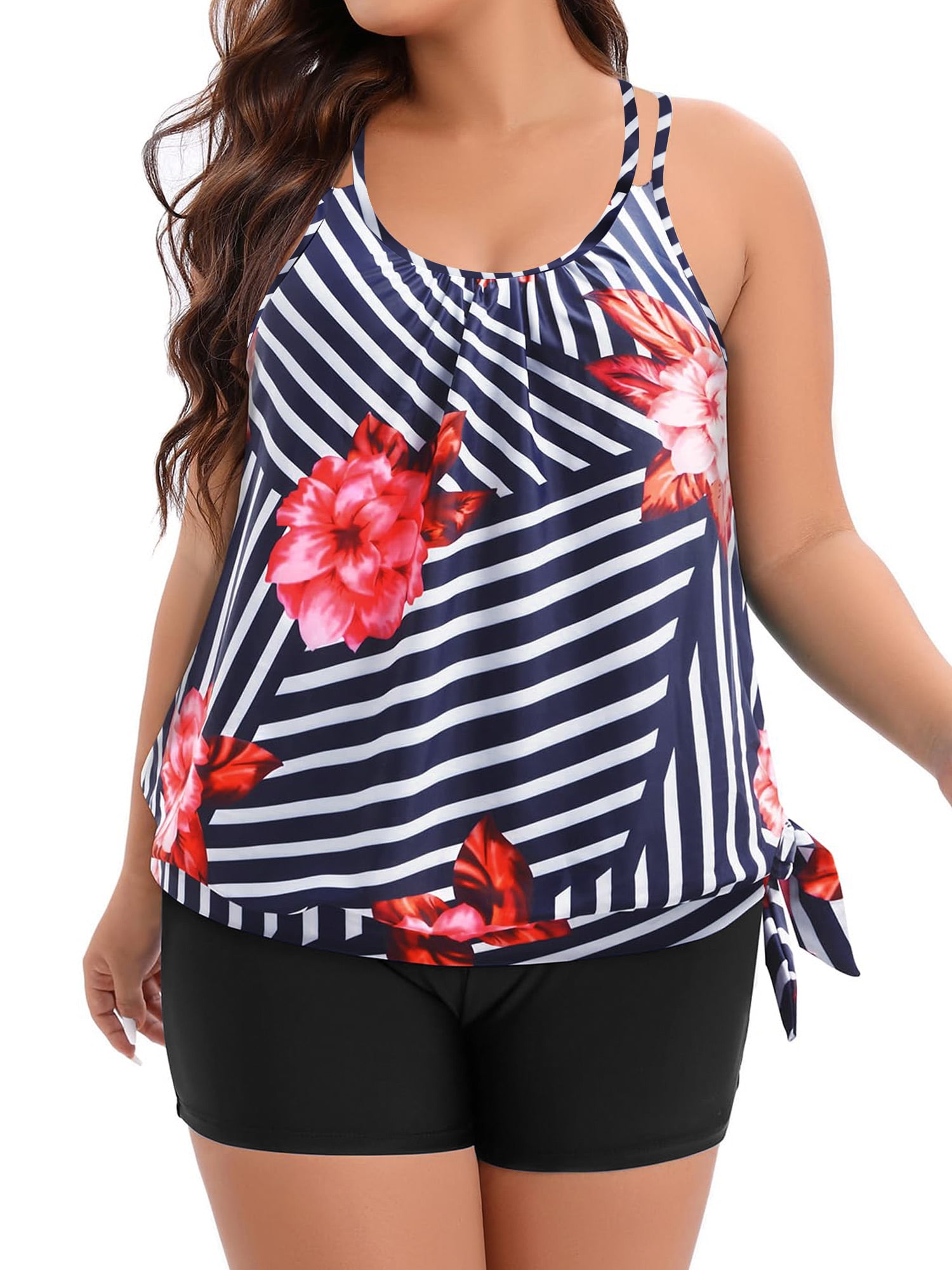Rivelino Plus Size Tankini Swimsuits for Women Two Piece Tummy Control ...