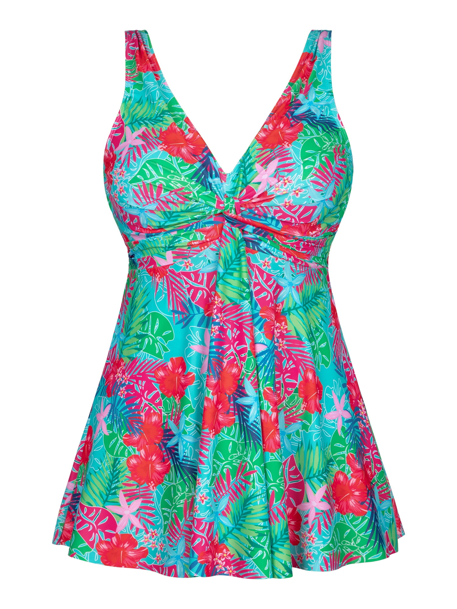 Rivelino Plus Size Twist-Knot Swimdress for Women Two Piece V Neck ...