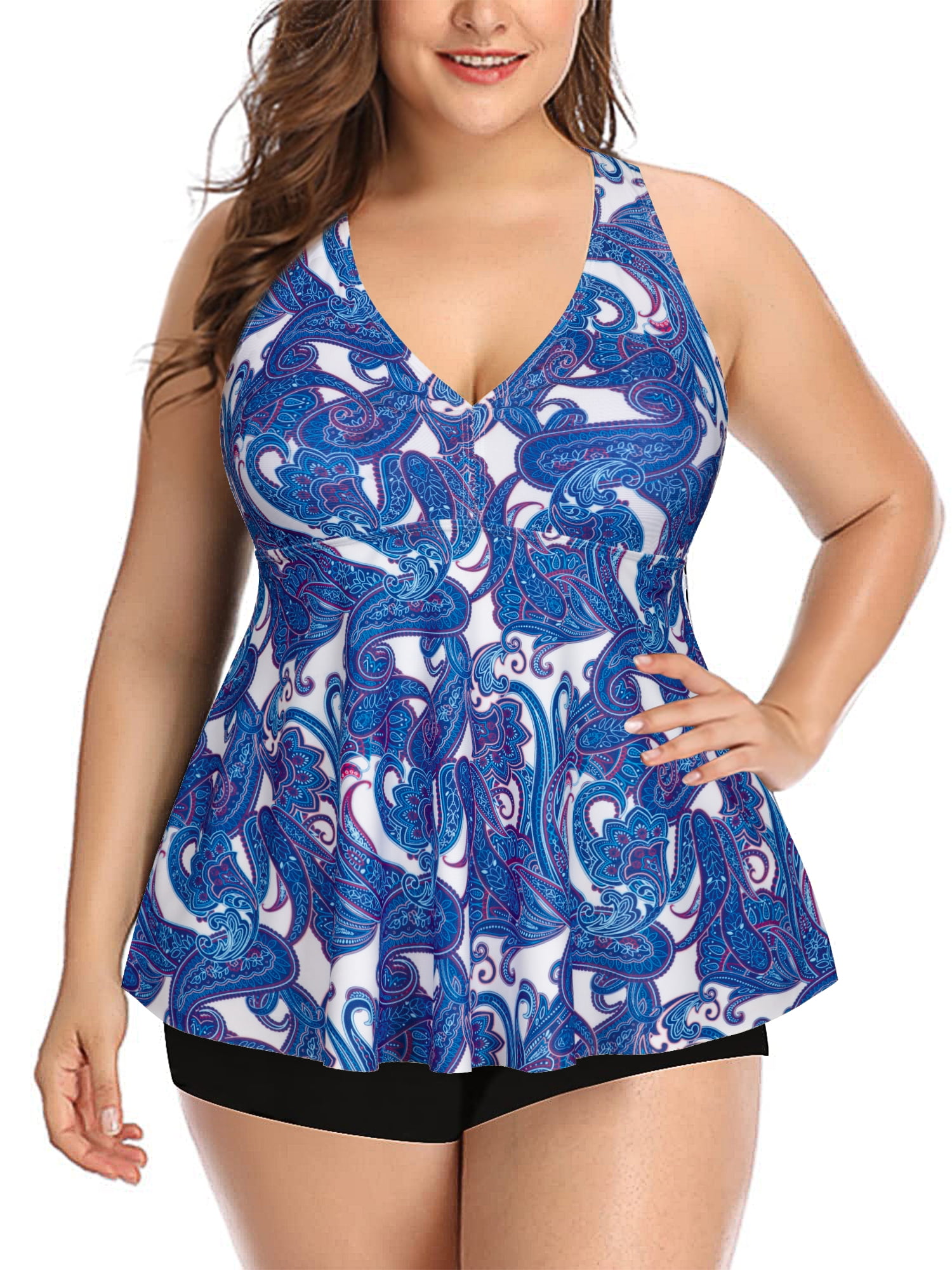 Rivelino Plus Size Two Piece Tankini Swimsuits for Women Flowy Bathing ...