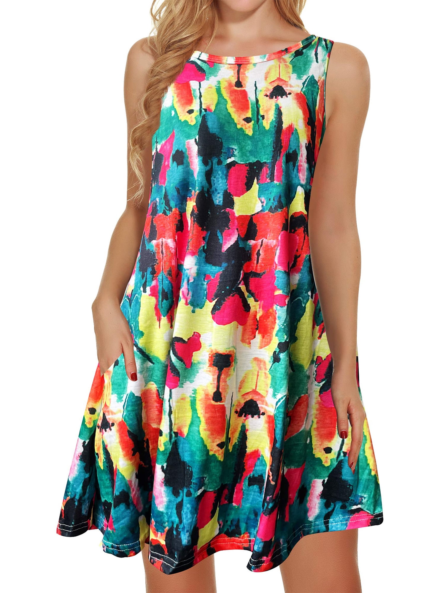 Rivelino Summer Dresses for Women Sleeveless Floral Sundresses Loose ...