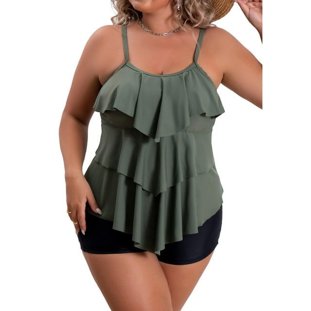 Rivelino Tankini Swimsuits for Women Plus Size Two Piece Tummy Control ...