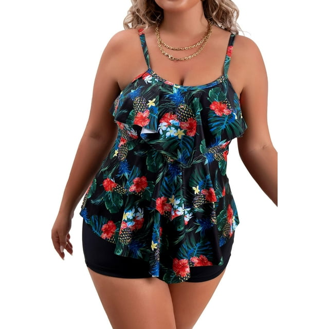 Rivelino Tankini Swimsuits for Women Plus Size Two Piece Tummy Control ...
