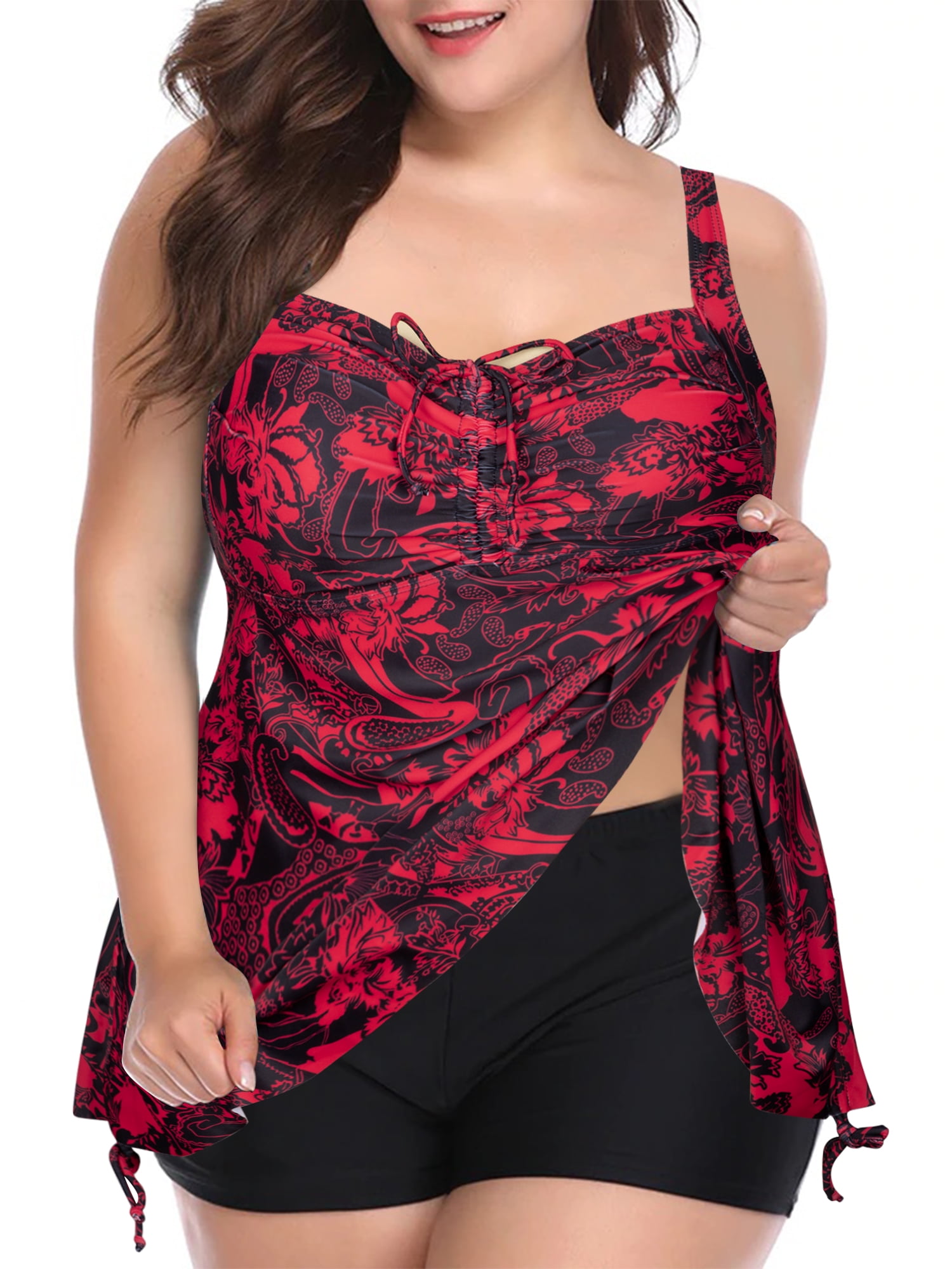 Rivelino Women Plus Size Bathing Suits Paisley Print Two Piece Tankini