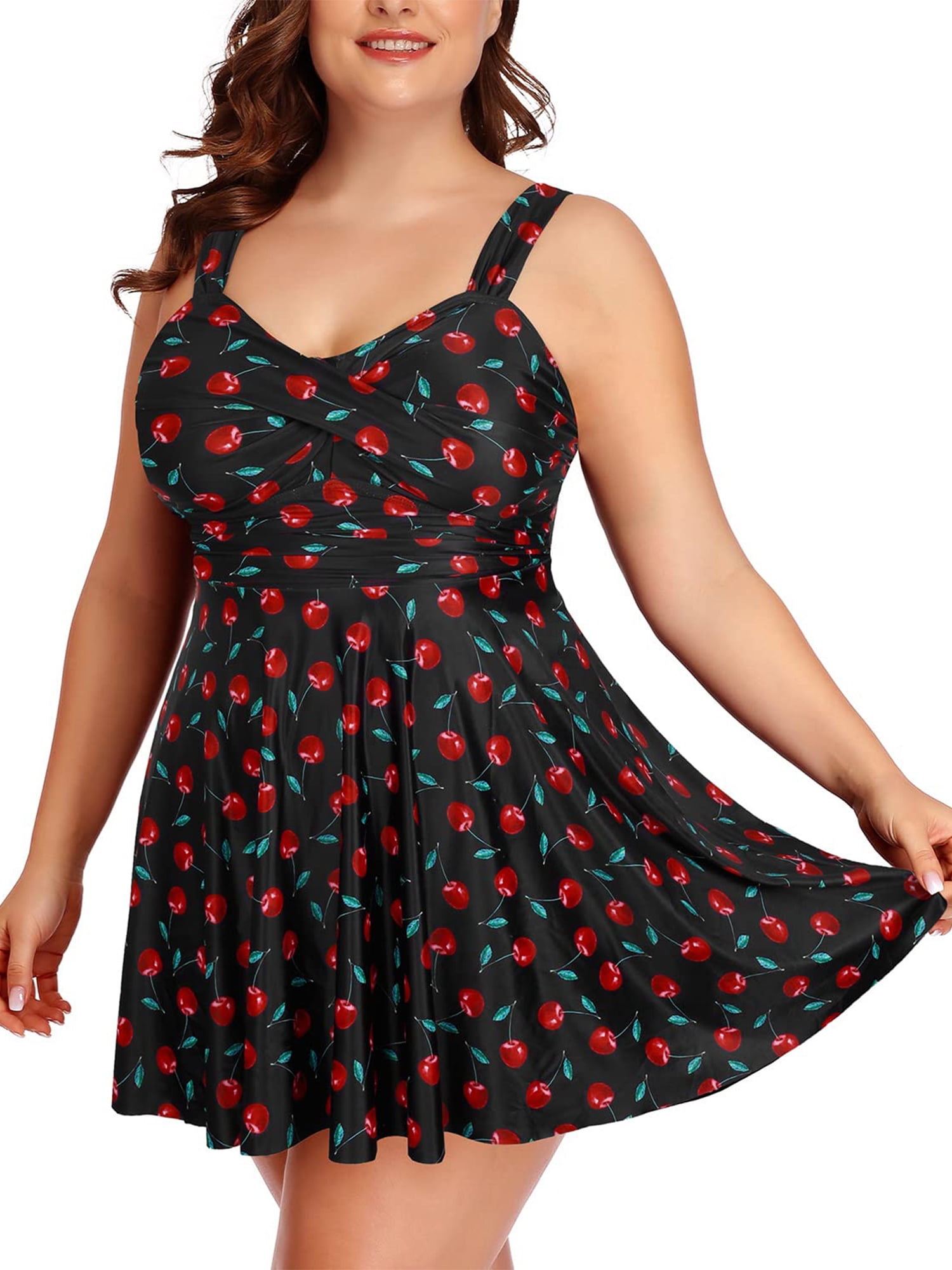 Rivelino Plus Size Slimming Swimdress with Adjustable Straps and ...
