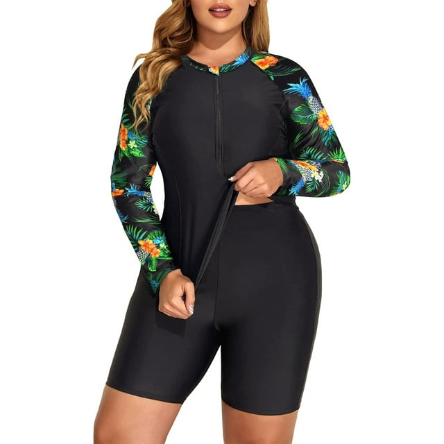 Rivelino Women's Plus Size 2 Piece Rash Guard Long Sleeve Swimsuits ...