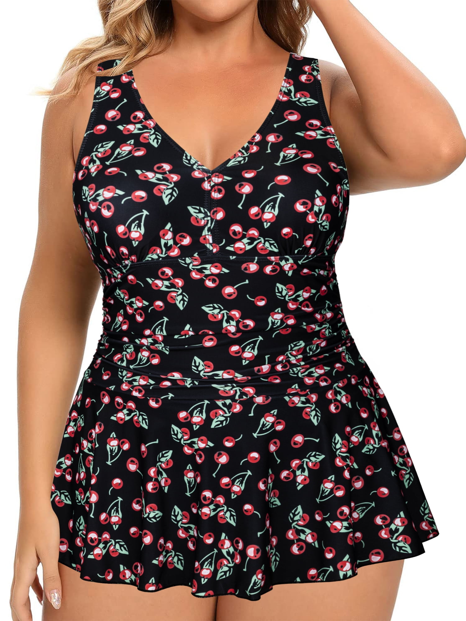 Rivelino Womens Plus Size One Piece Swimdress Tummy Control Bathing
