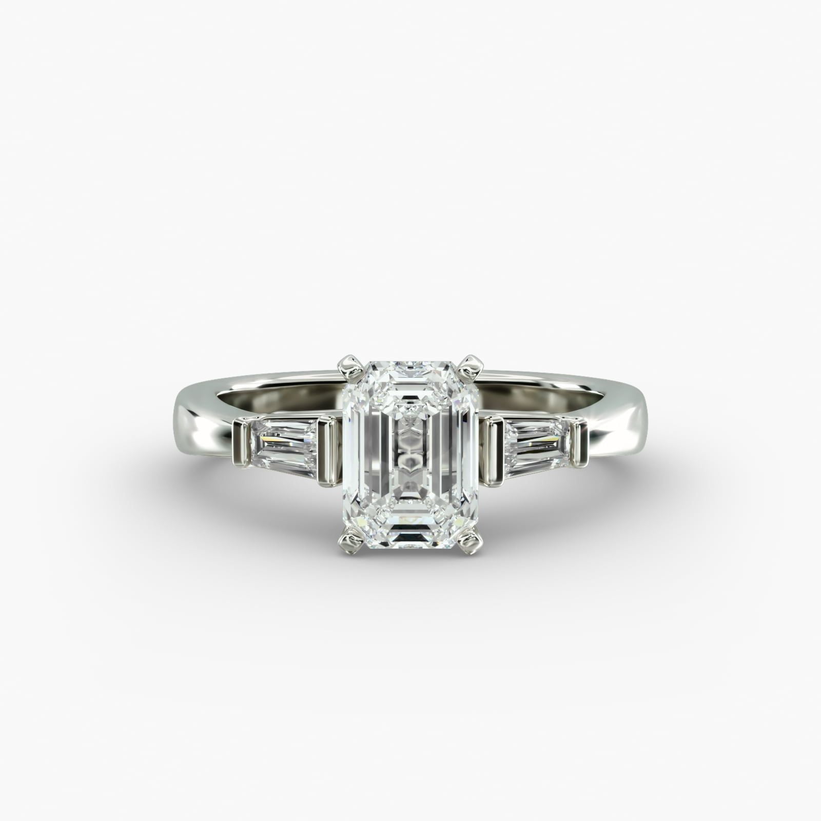 Riven Jewel 2.2 Ct Emerald Cut Diamond Rings - 14K White Gold Plated ...