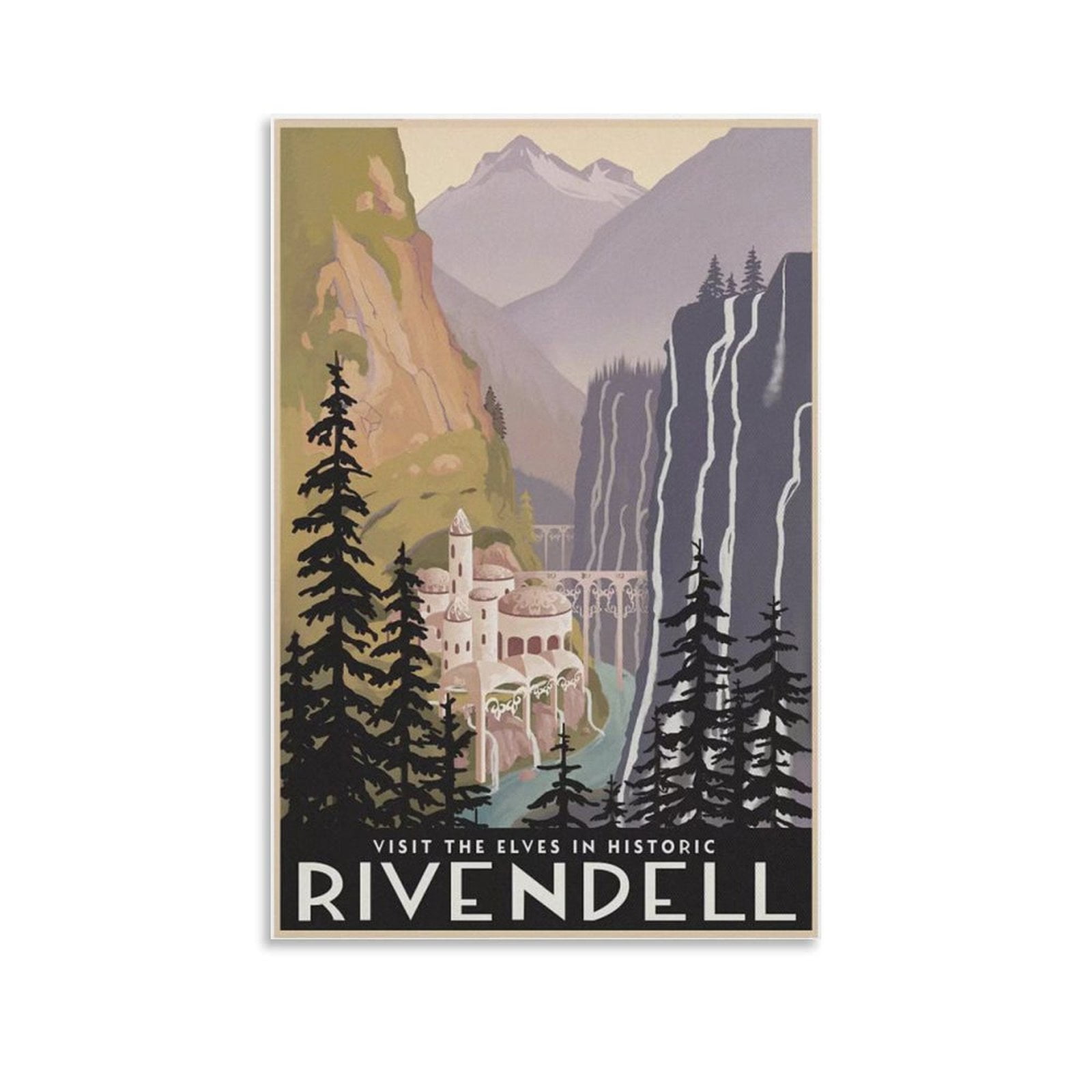 Rivendell LOTR Travel Poster - Lord of The Rings Canvas Wall Art Poster ...