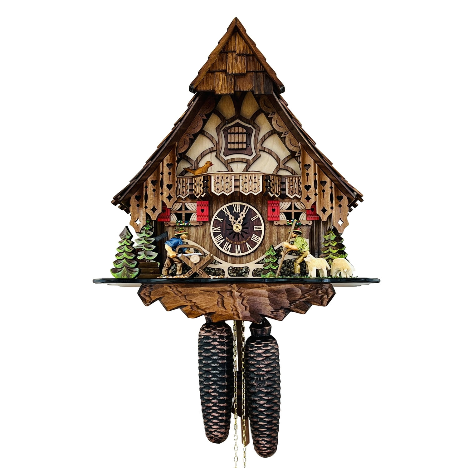 River City Clocks Eight Day Cuckoo Clock Moving Man Saws Wood and ...