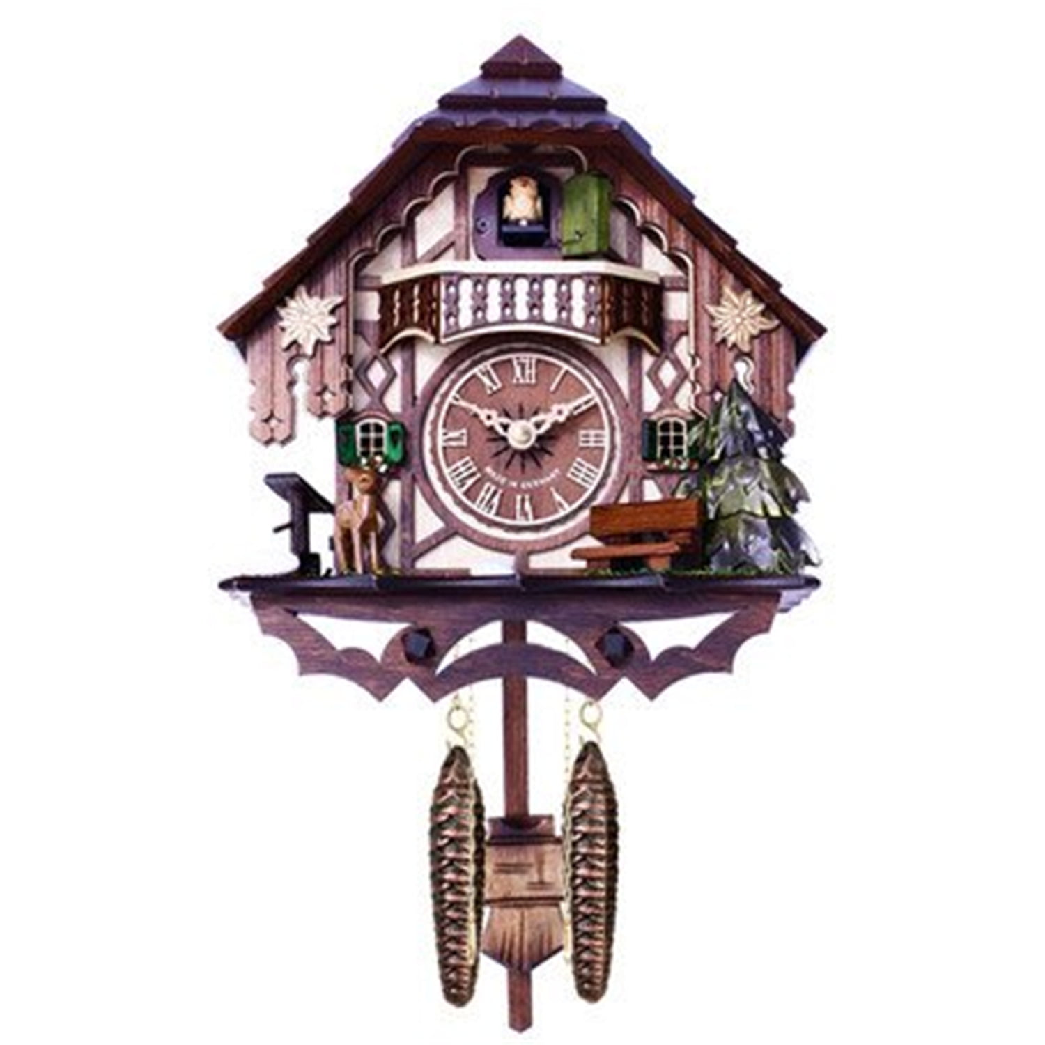 River City Clocks musical cuckoo clock cottage with deer, water pump ...