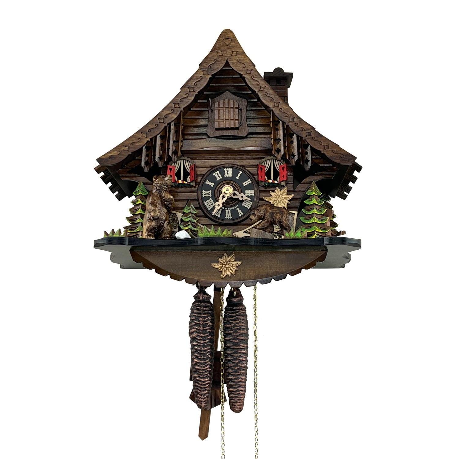 River City Clocks One Day Cuckoo Clock Cottage with Moving Bear - Walmart.com