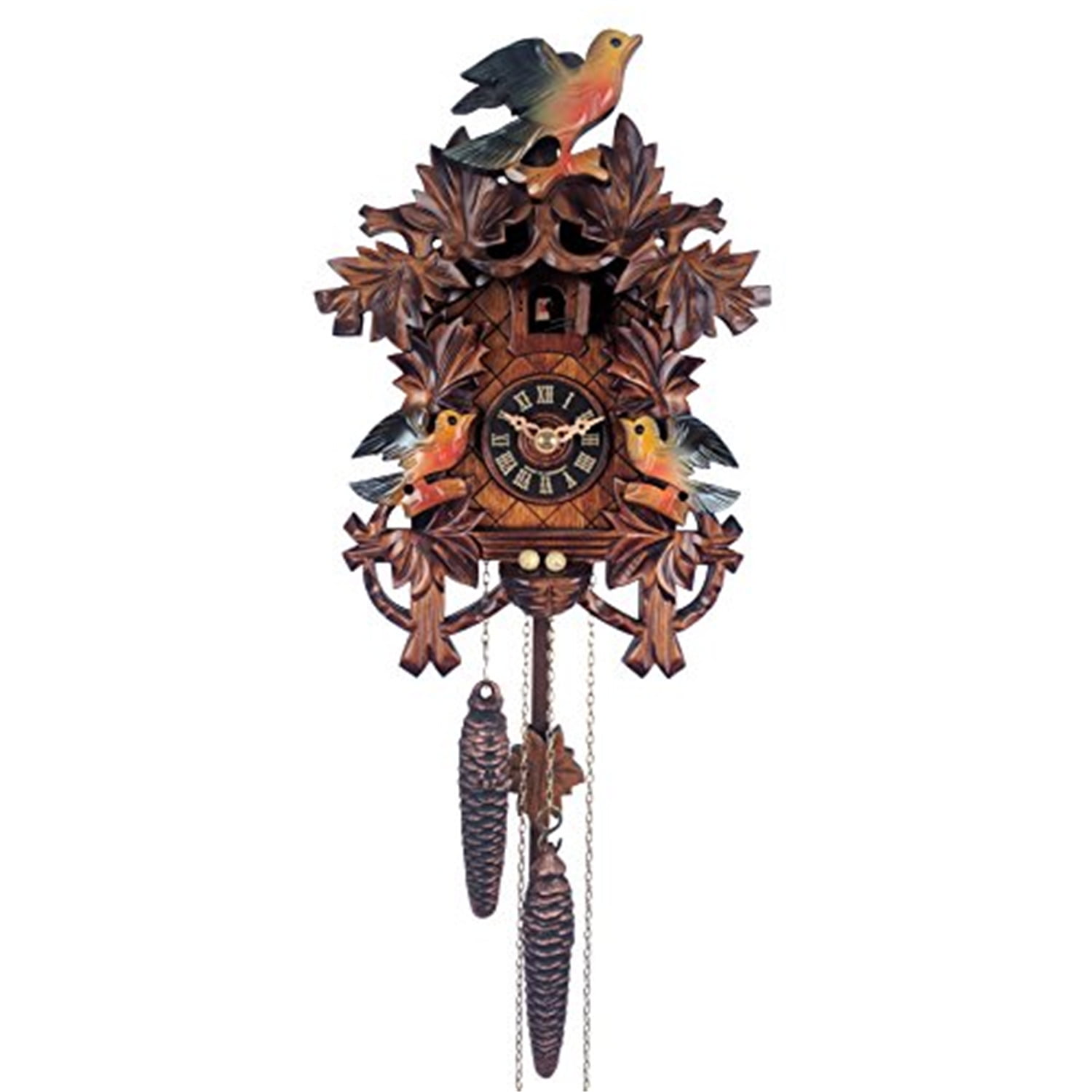 River City Clocks One Day Cuckoo Clock with Eight Leaves Three Birds ...