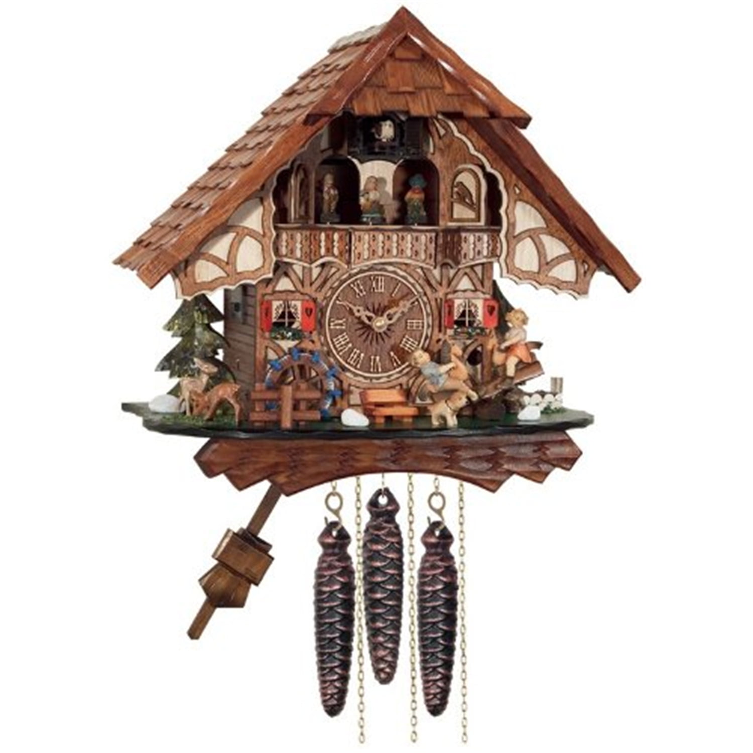 River City Clocks One Day Musical Cuckoo Clock Cottage with Boy and ...