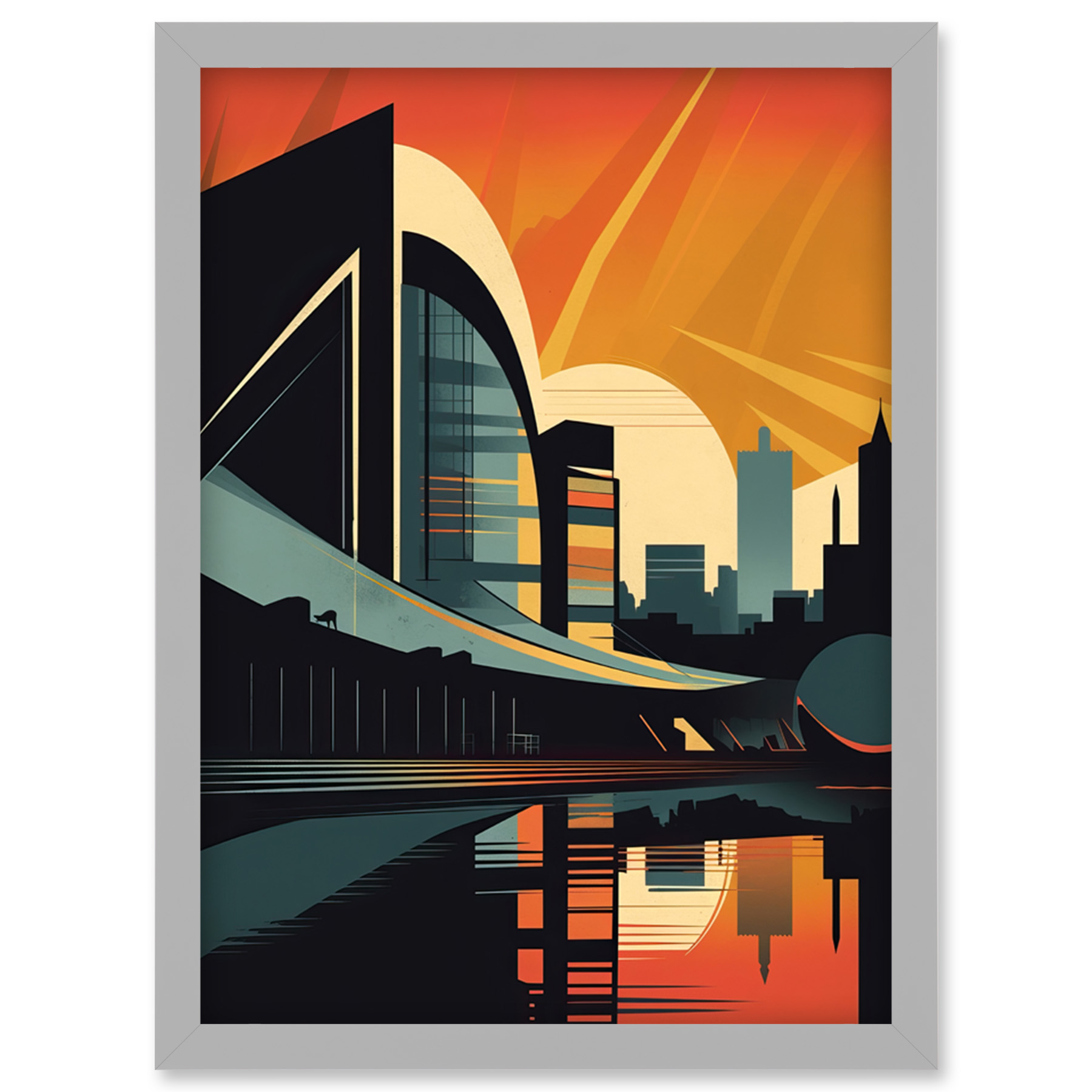 River Clyde Walkway Modern Glasgow Cityscape Artwork Framed Wall Art ...