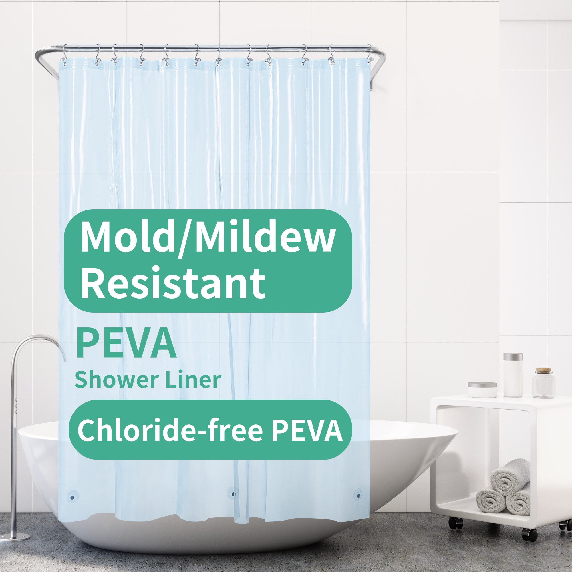 River Dream Clear Blue PEVA Shower Curtain Liner - Standard Size,Waterproof - Walmart Business ...