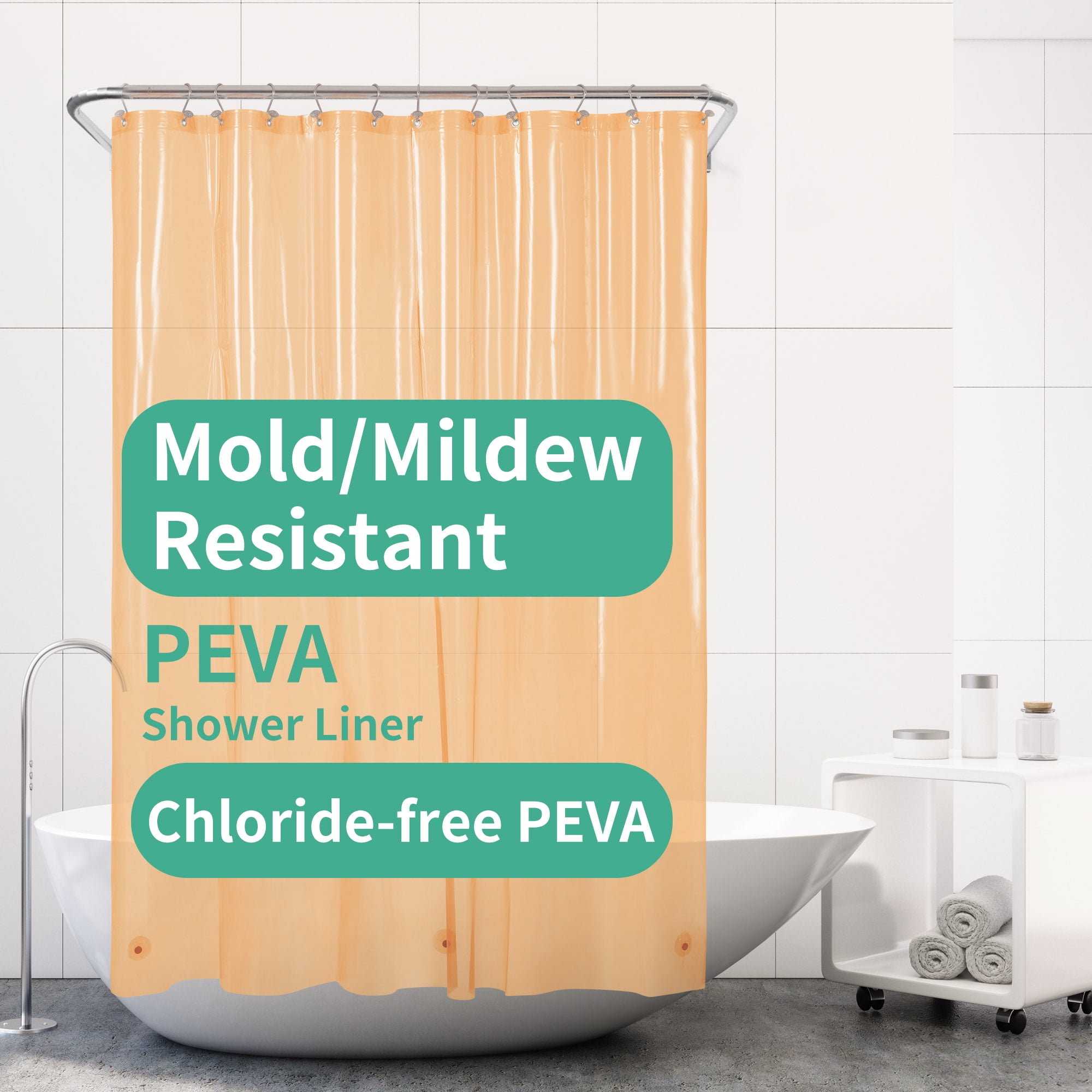 River Dream Clear Orange Peva Shower Curtain Liner Standard Size