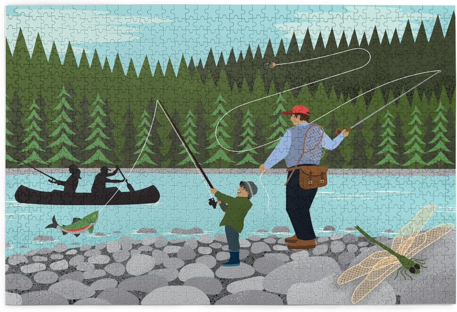 River Fishing Wooden Puzzle for Adults 1000 Piece Jigsaw Puzzles Fun ...