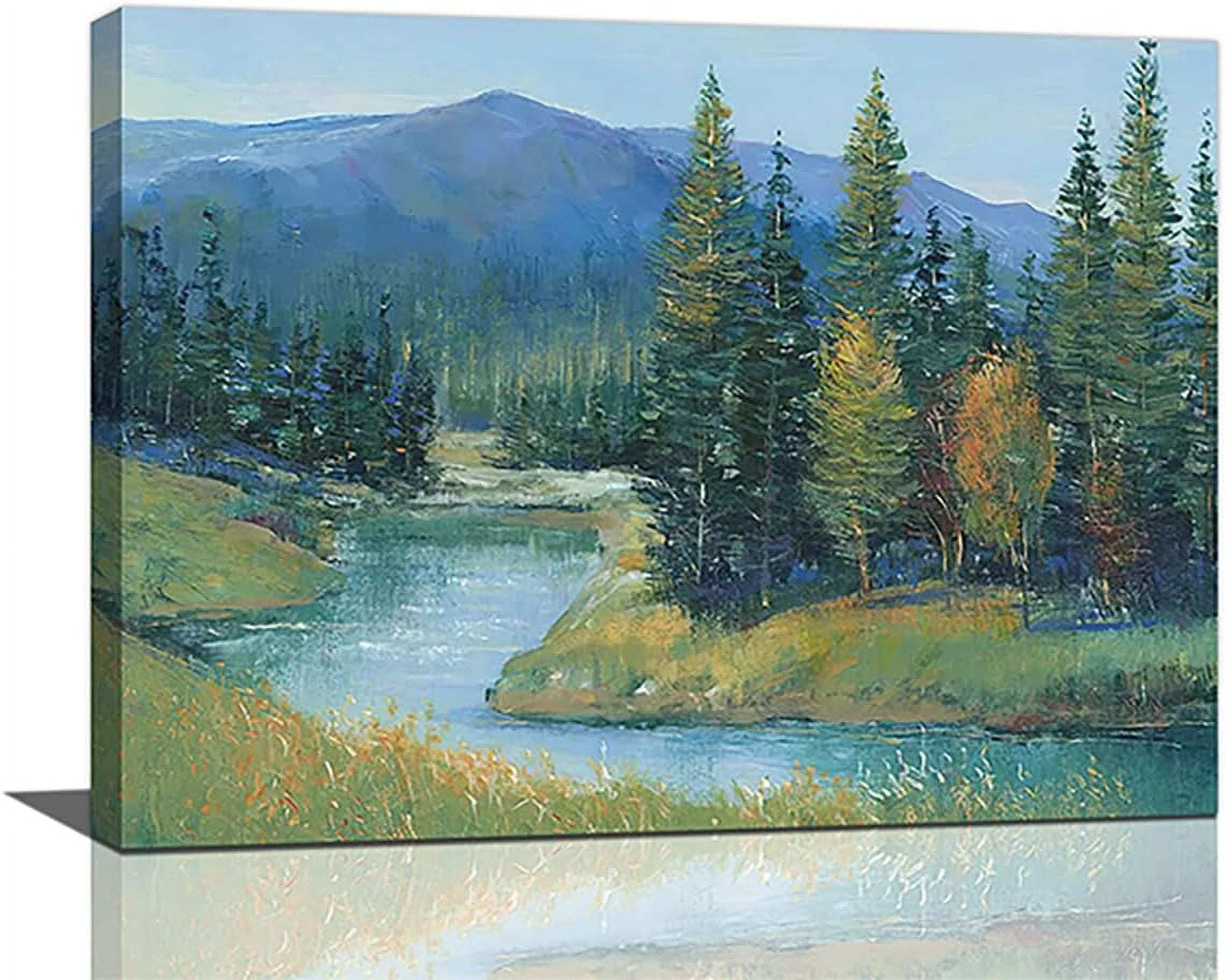 River Forests Nature Scenery Pictures Wall Art Tree Mountain Wall Decor ...