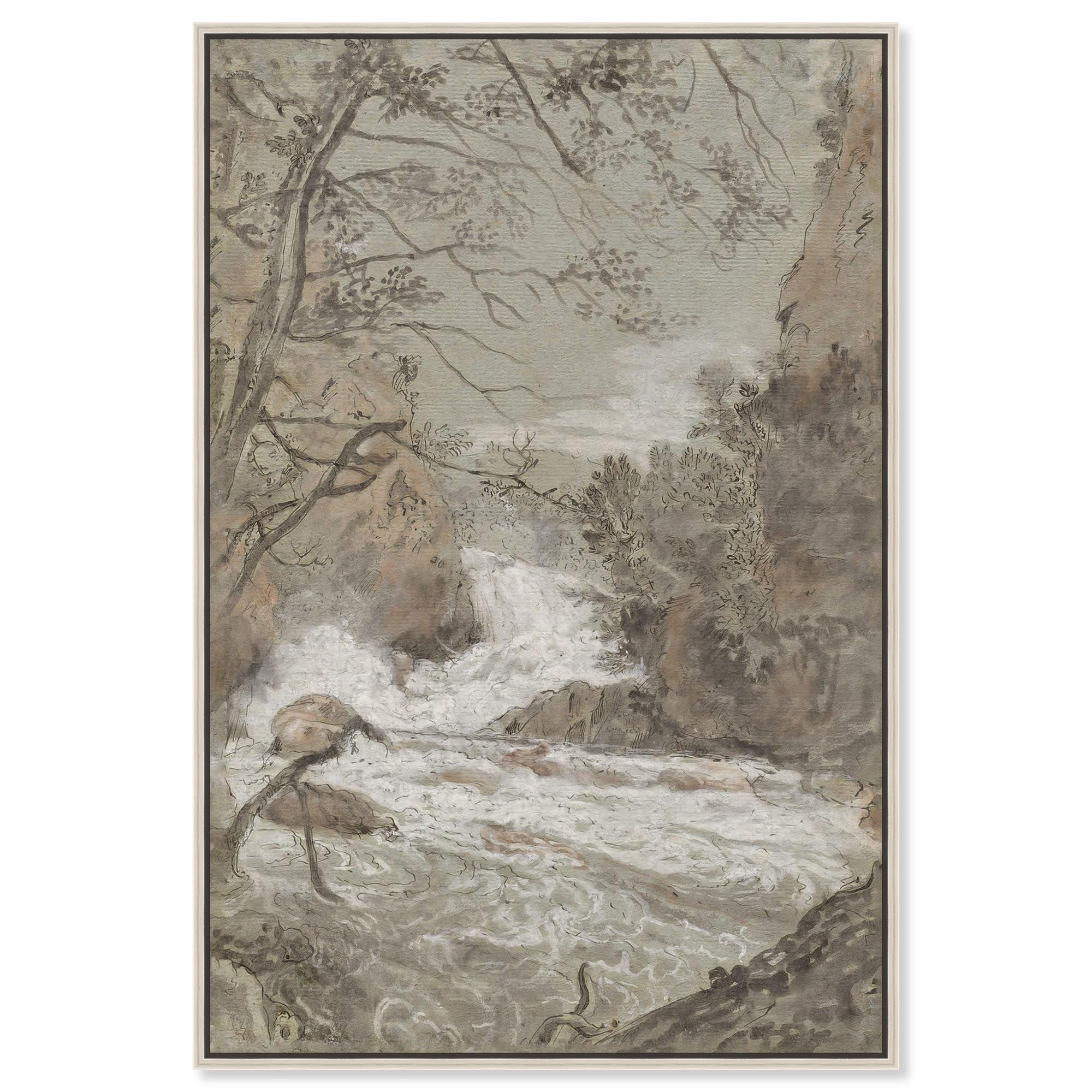 River Landscape with a Waterfall 1704 Canvas Vintage Landscape Art by ...