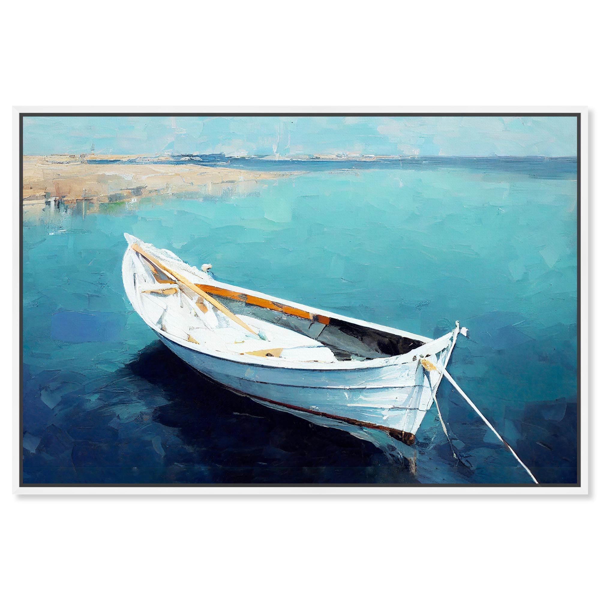 River Leisure Canvas Glam Beach Wall Art by Art Remedy, White Frame, 30 ...