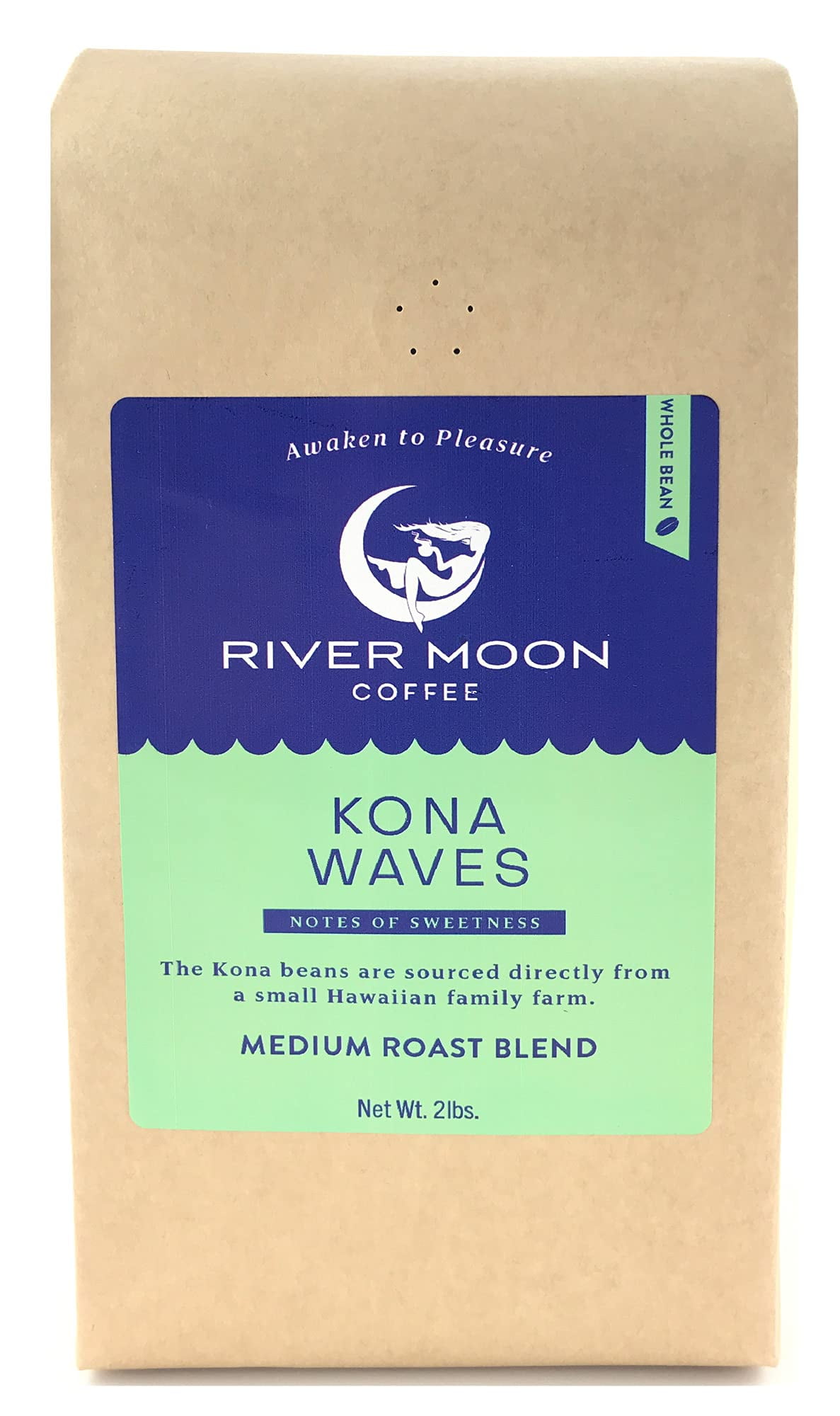 River Moon Coffee, Kona Coffee Whole Bean, Medium Roast, 2 lbs, Kona ...