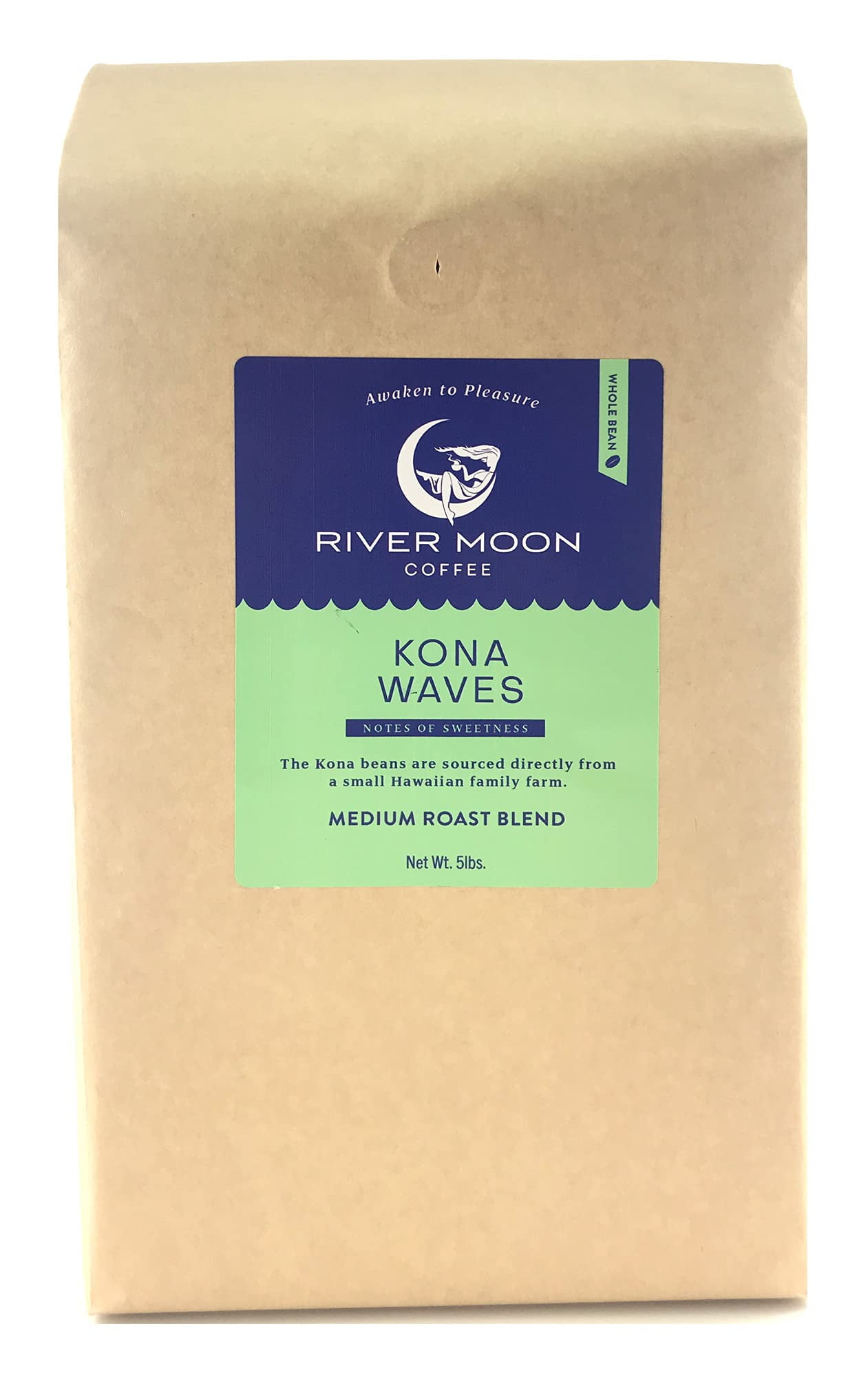River Moon Coffee, Kona Coffee Whole Bean, Medium Roast, 5 lbs, Kona ...