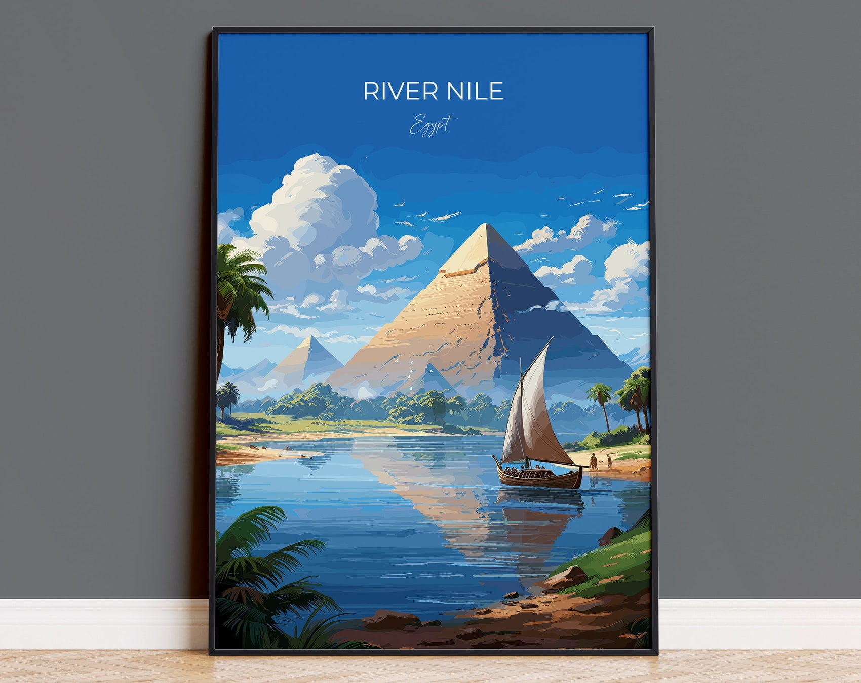 River Nile Travel Poster, Travel Print of River Nile, Egypt Art Lovers ...