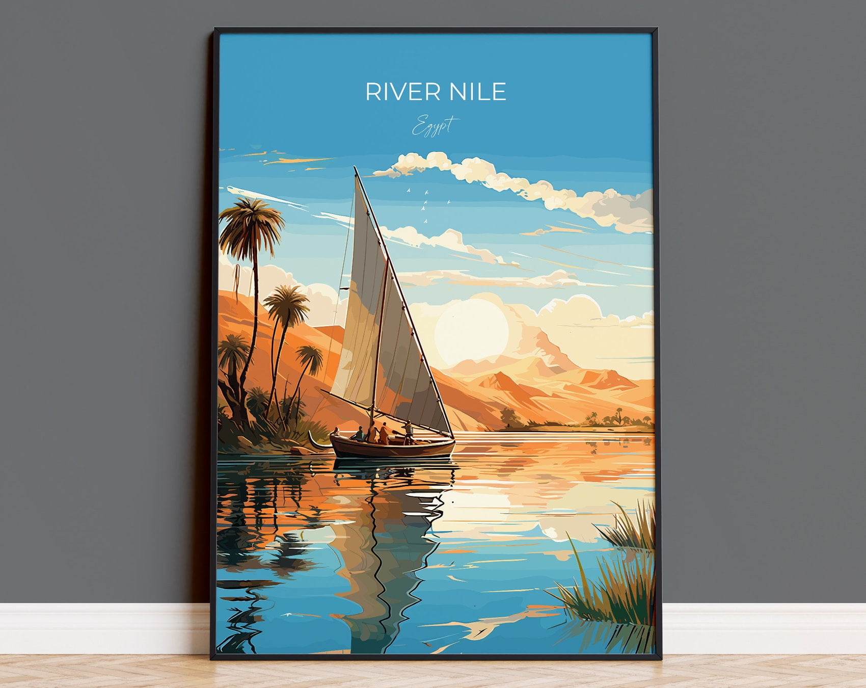 River Nile Travel Poster, Travel Print of River Nile, Egypt Art Lovers ...