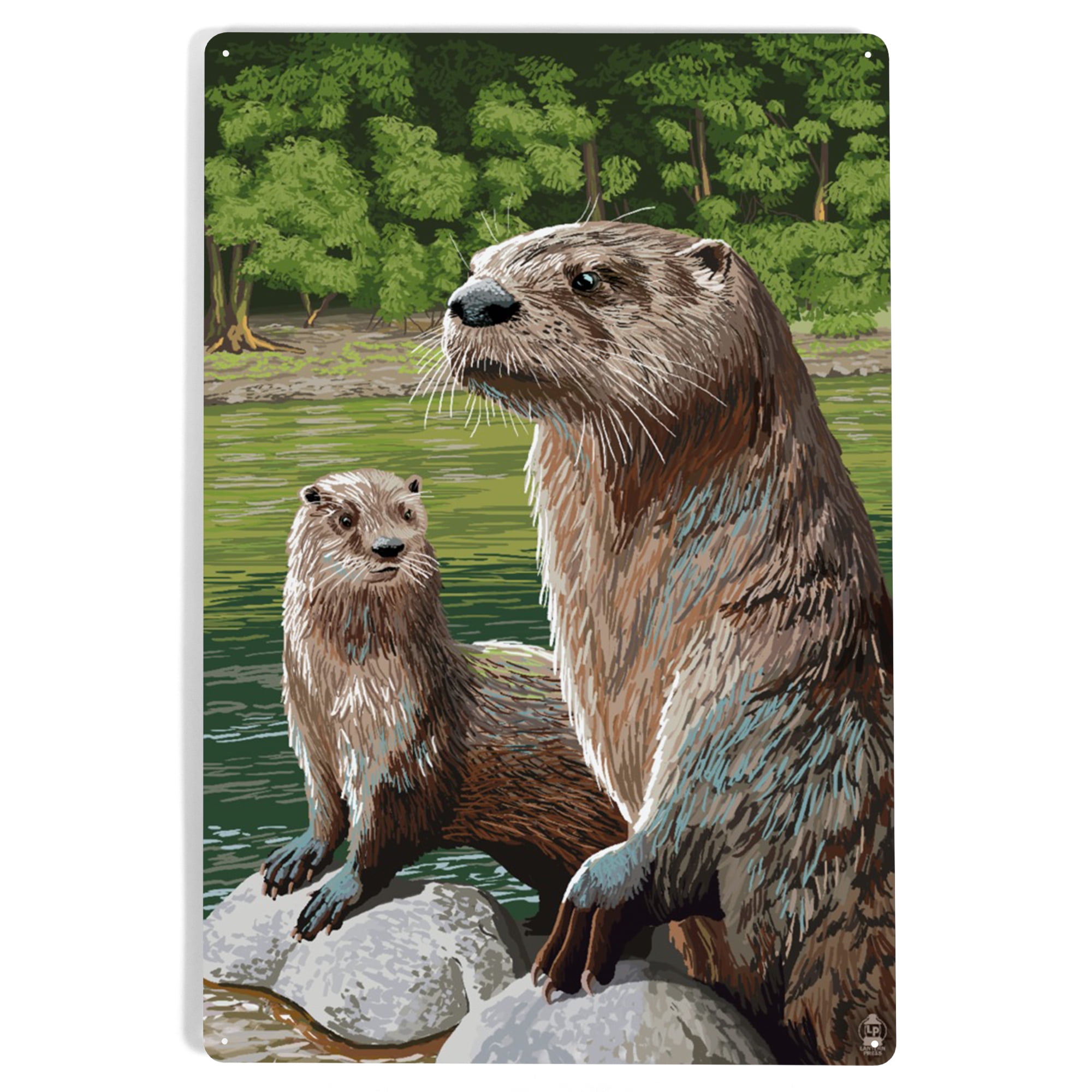 River Otters (12x18 Aluminum Art, Indoor Outdoor Metal Sign Decor ...