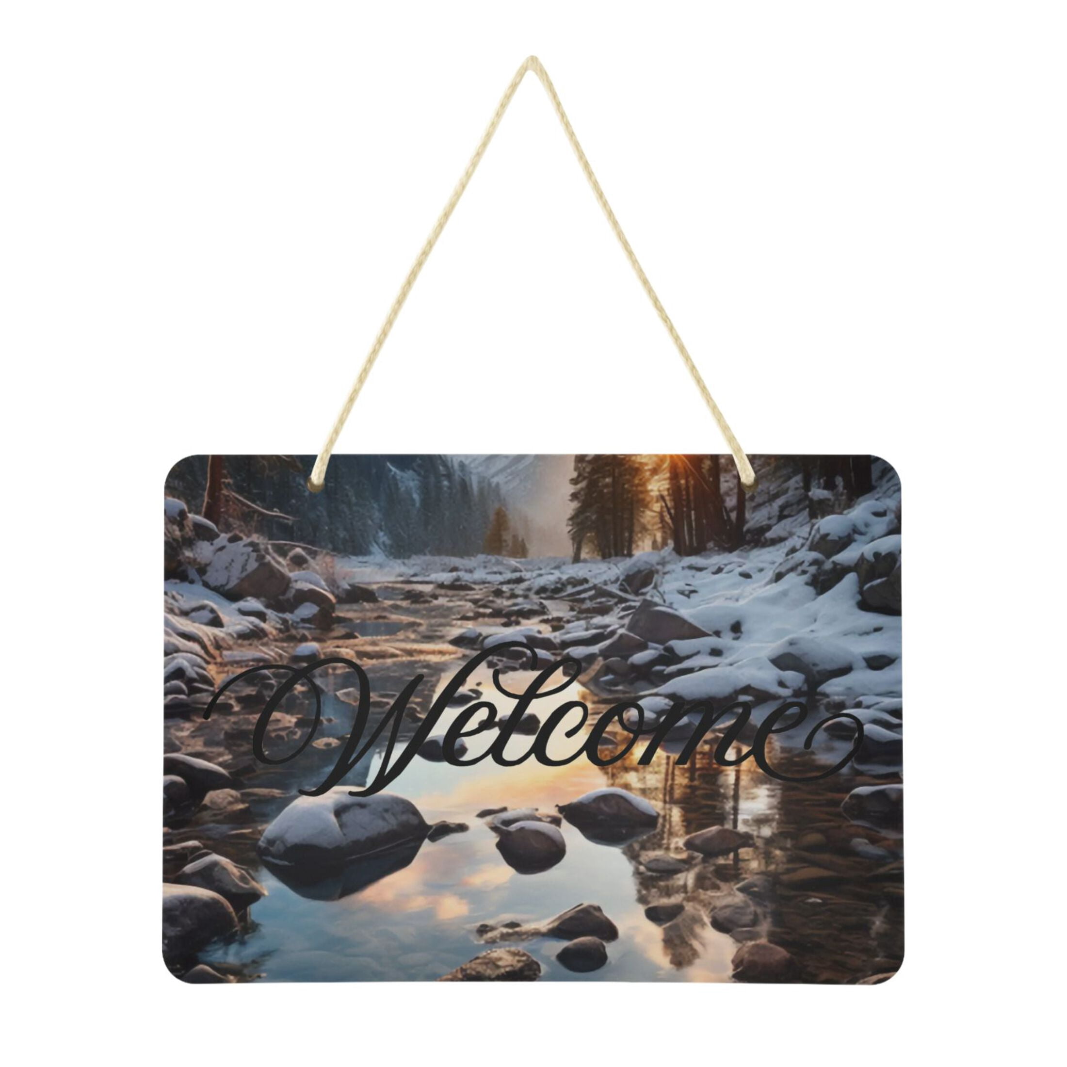 River Reflecting Sunset Sky Welcome Sign Front Door PVC 14x10 inch ...