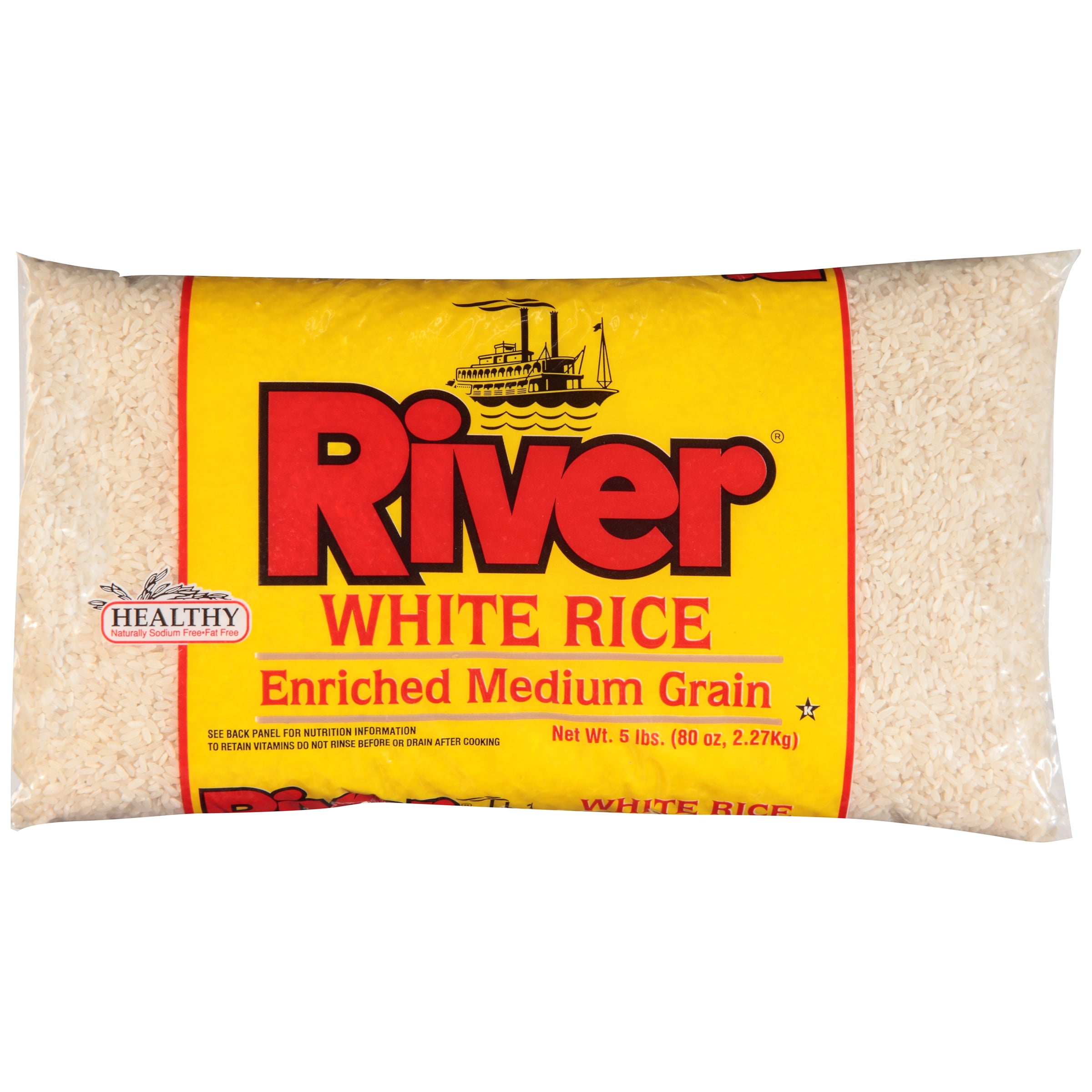 River Rice Medium Grain, 5 lb Bag, Gluten Free Enriched White Rice ...