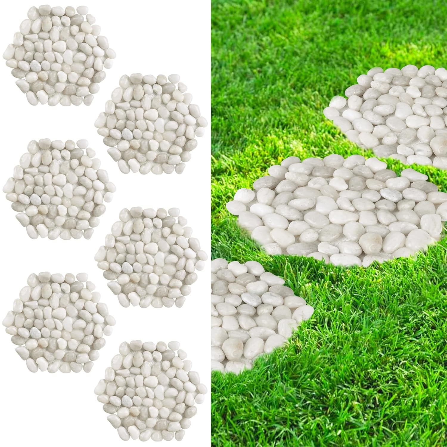 River Rock Stepping Stones Outdoor for Garden Walkway, 10 inch 6 Pcs ...