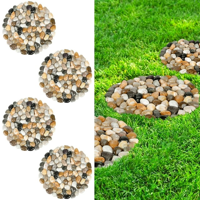 River Rock Stepping Stones Outdoor for Garden Walkway, 10 inch Diameter ...