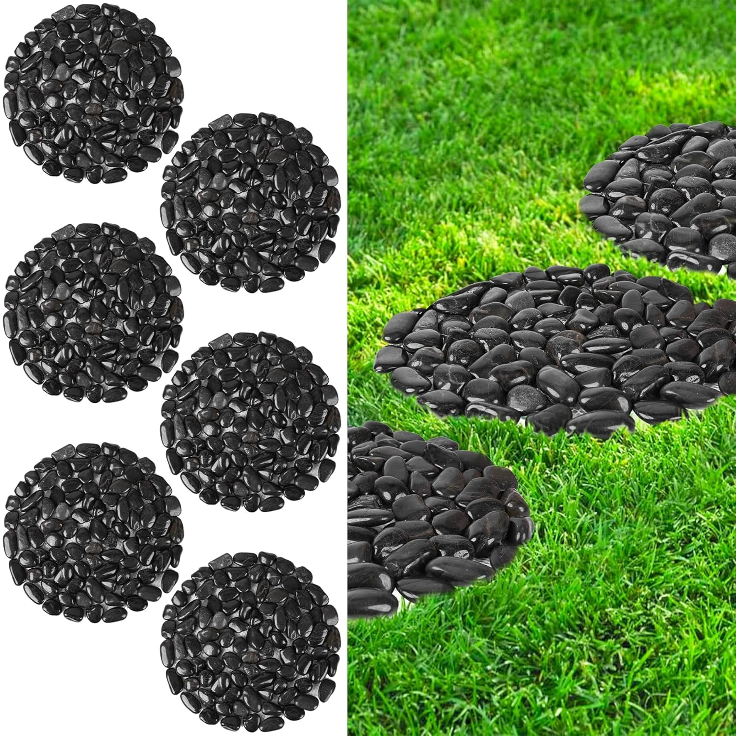 River Rock Stepping Stones Outdoor for Garden Walkway, 10 inch Diameter ...