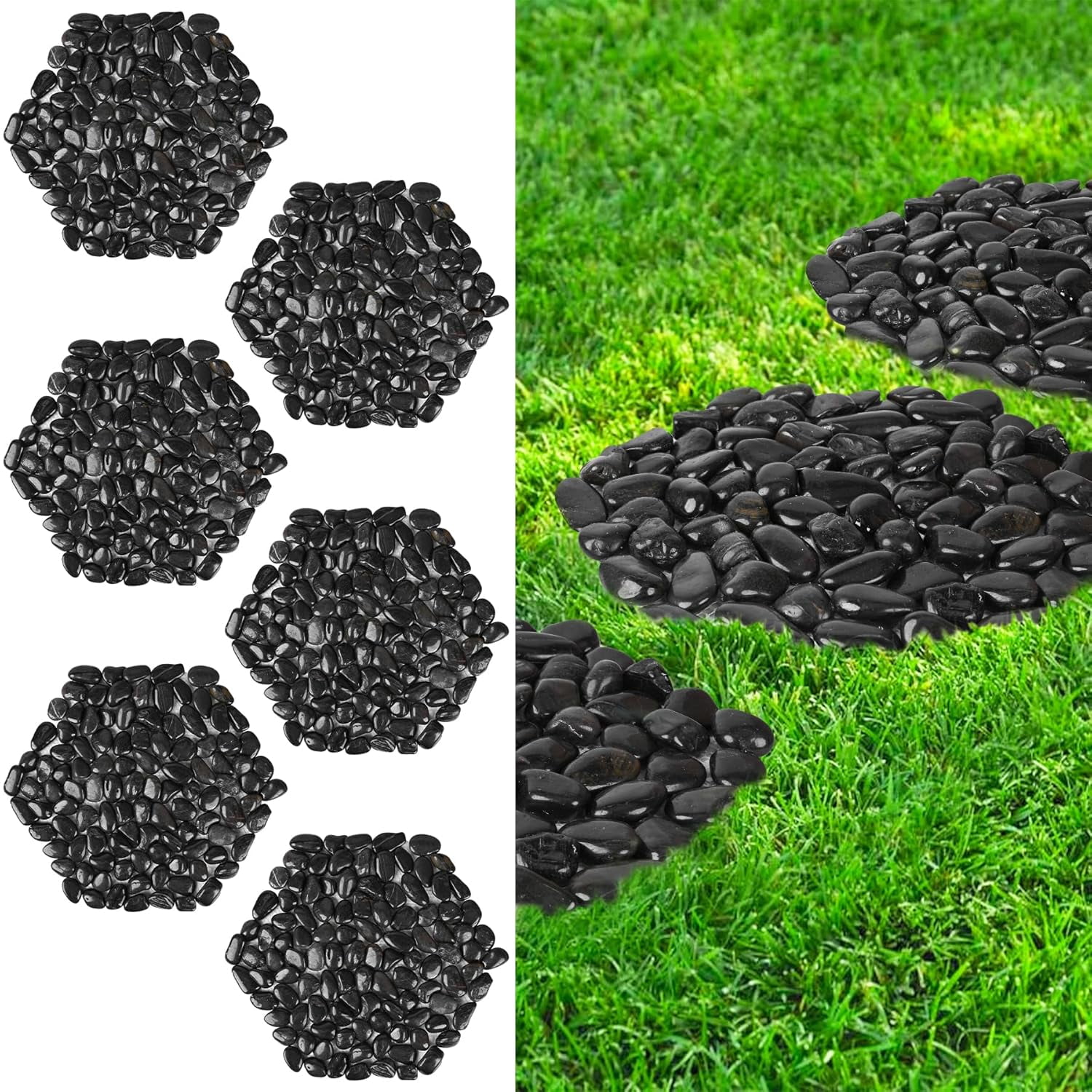 River Rock Stepping Stones Outdoor for Garden Walkway, 12 inch 6 Pcs ...