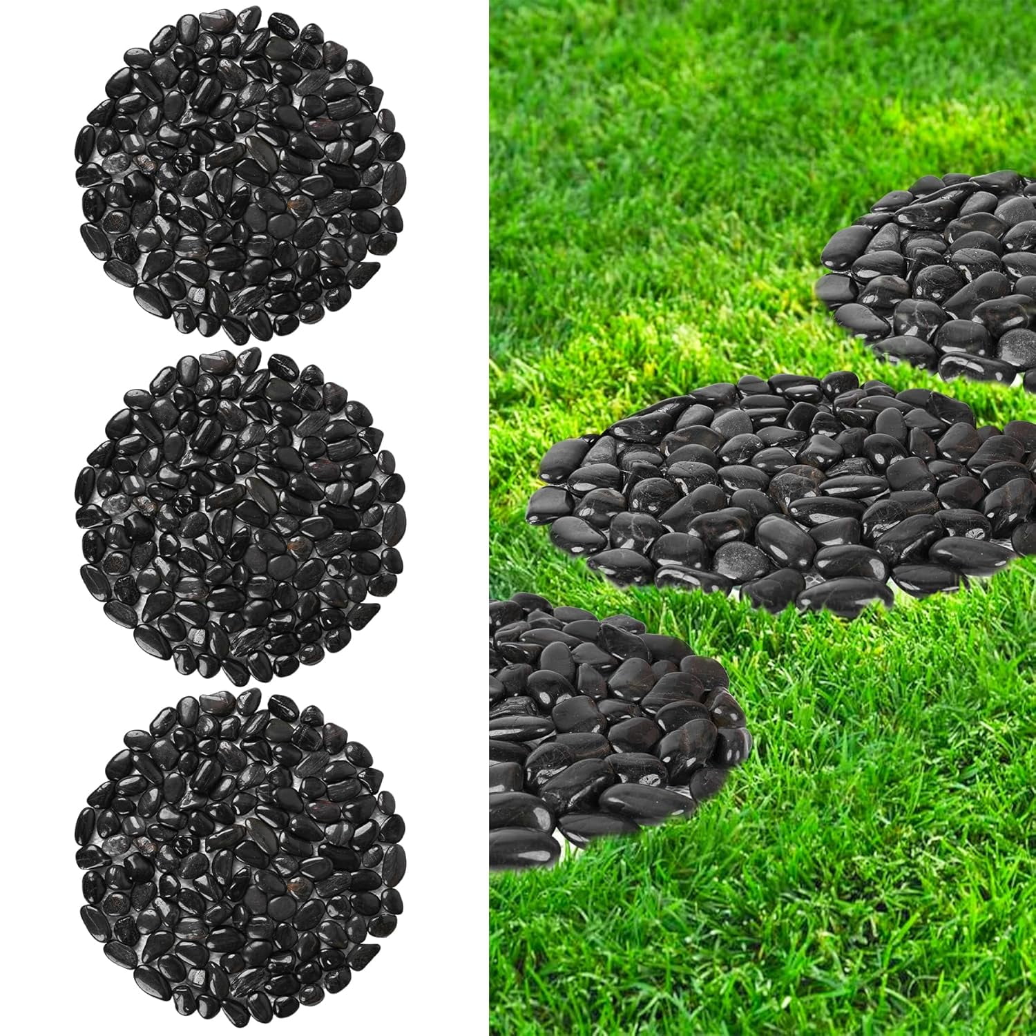 River Rock Stepping Stones Outdoor for Garden Walkway, 12 inch Diameter ...