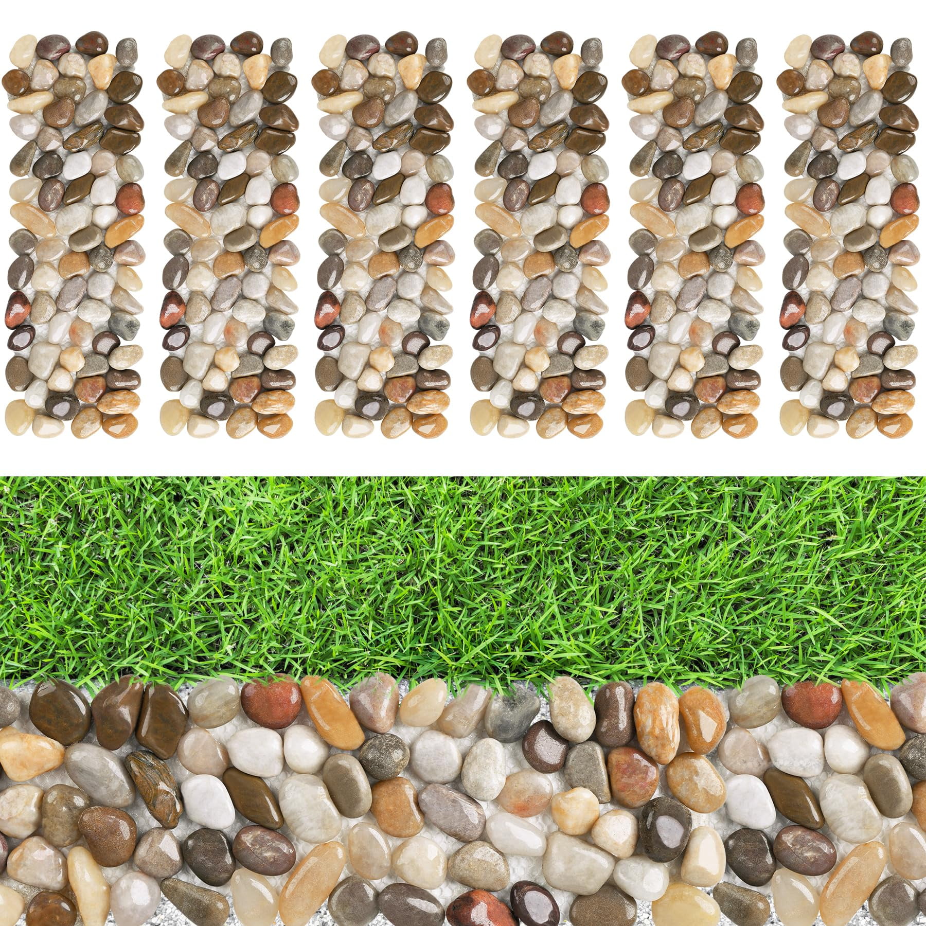 River Rock Stepping Stones Outdoor for Garden Walkway, 6 Pcs 12" L x 4 ...