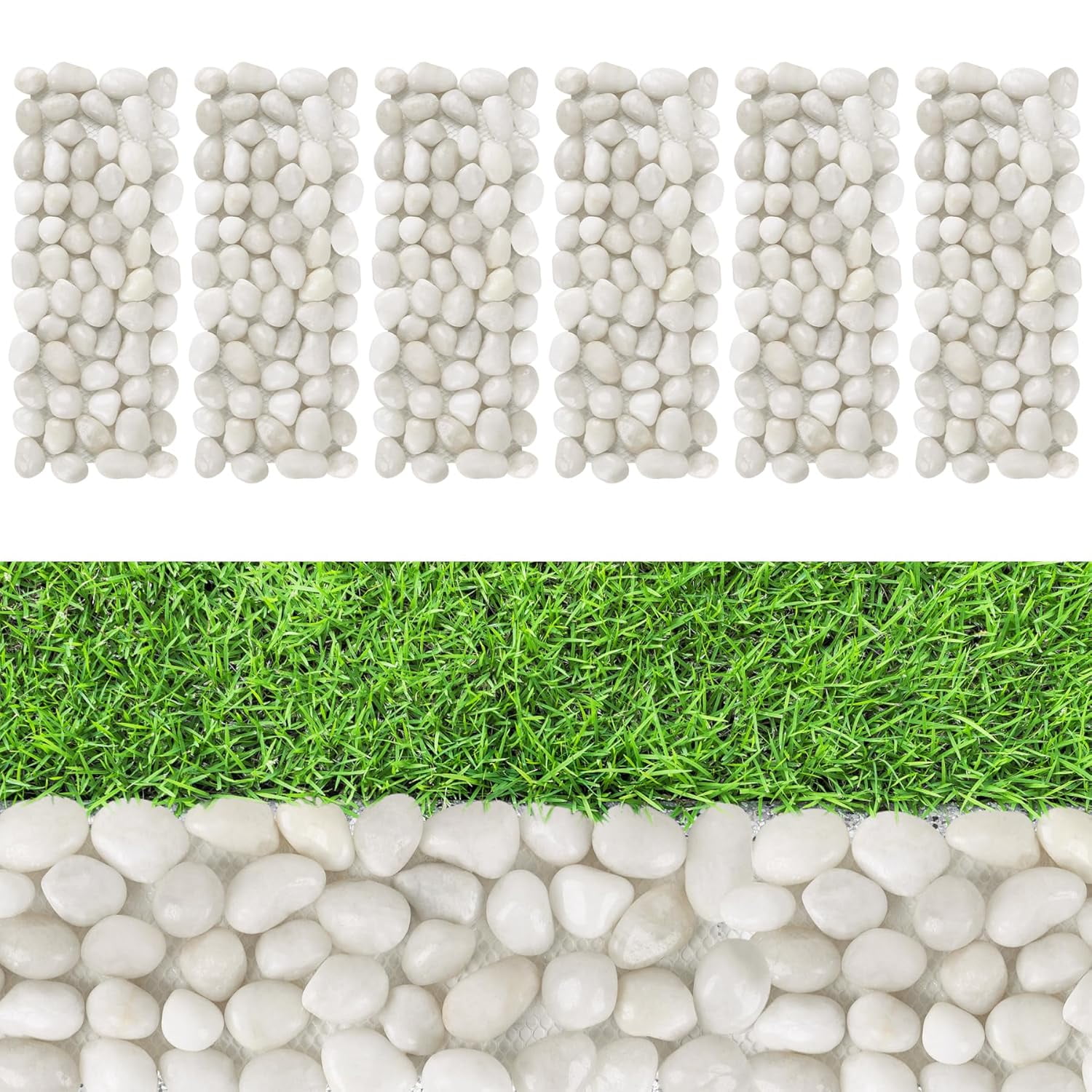 River Rock Stepping Stones Outdoor for Garden Walkway, 6 Pcs 16" L x 6 ...