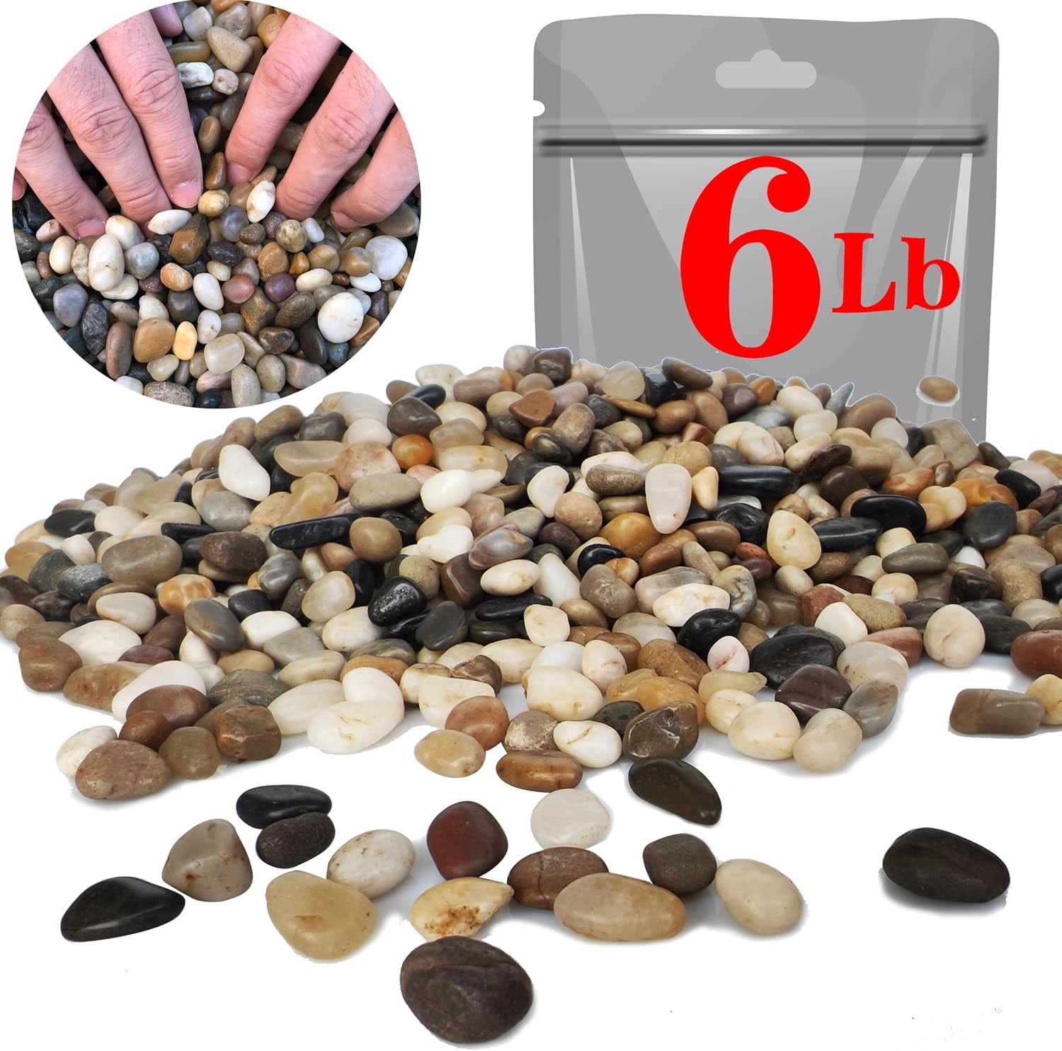 River Rock Stones, Natural Decorative Polished Mixed Pebbles Gravel ...
