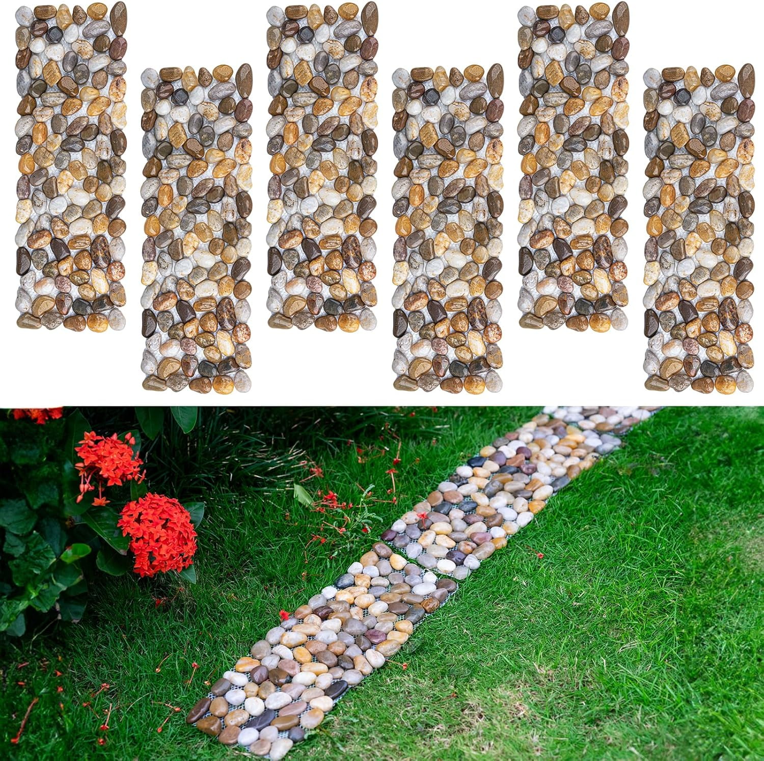 River Rocks Stepping Stones Pavers Outdoor for Garden Walkway, Pebbles ...