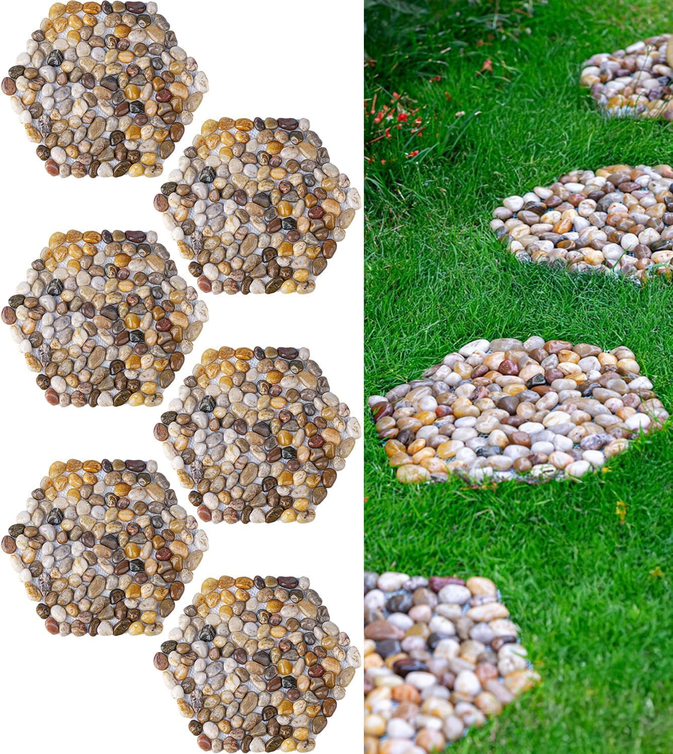 River Rocks Stepping Stones Pavers Outdoor for Garden Walkway, Pebbles ...