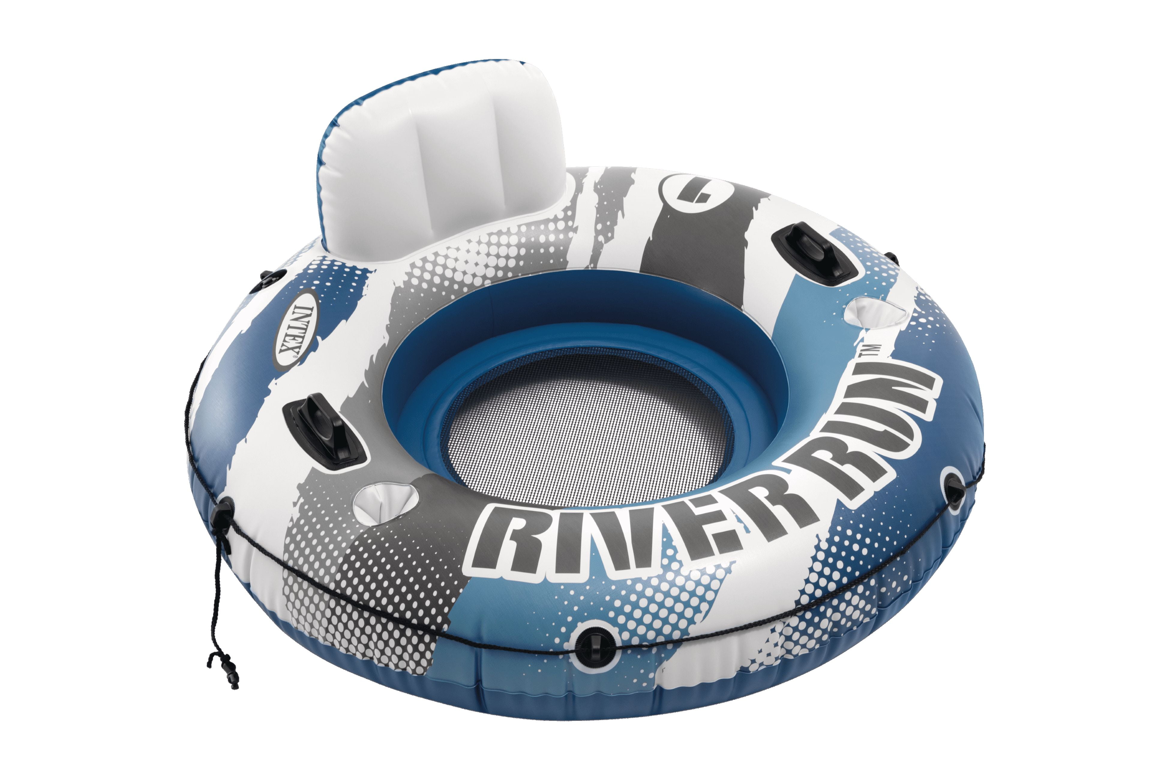 Intex River Run I Inflatable Lake Float Lounger with Backrest and Cup ...