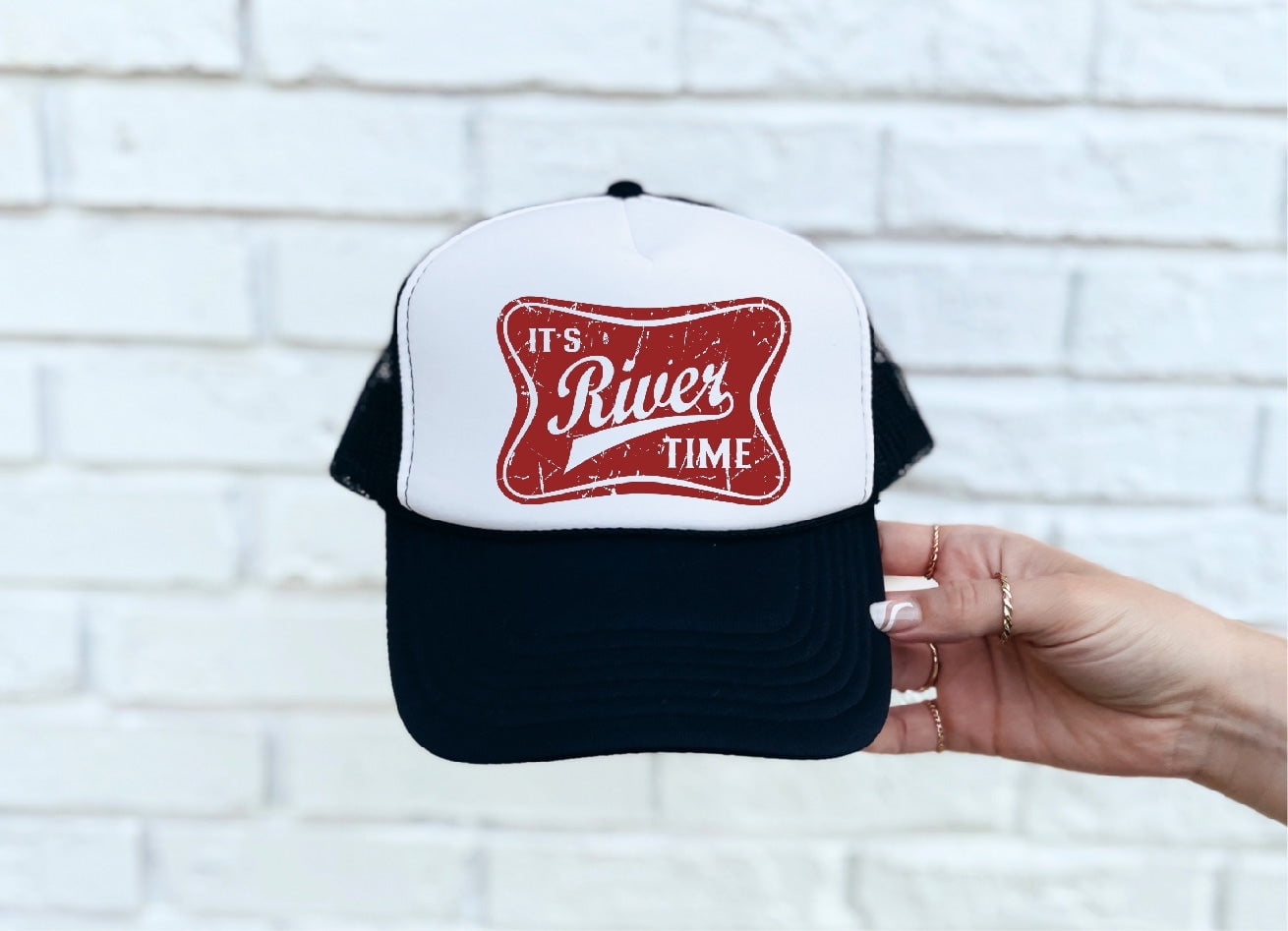 River Time Black & White Unisex Foam Trucker Hat - Walmart.com