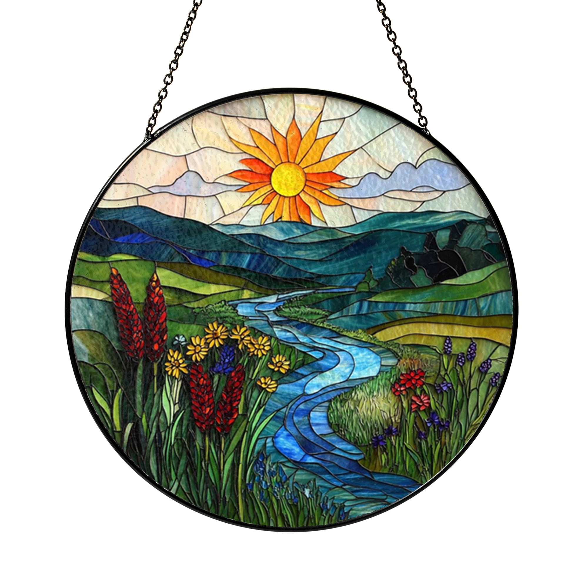 River Valley Window Decor – Stained Glass Style Hanging Art1601 ...