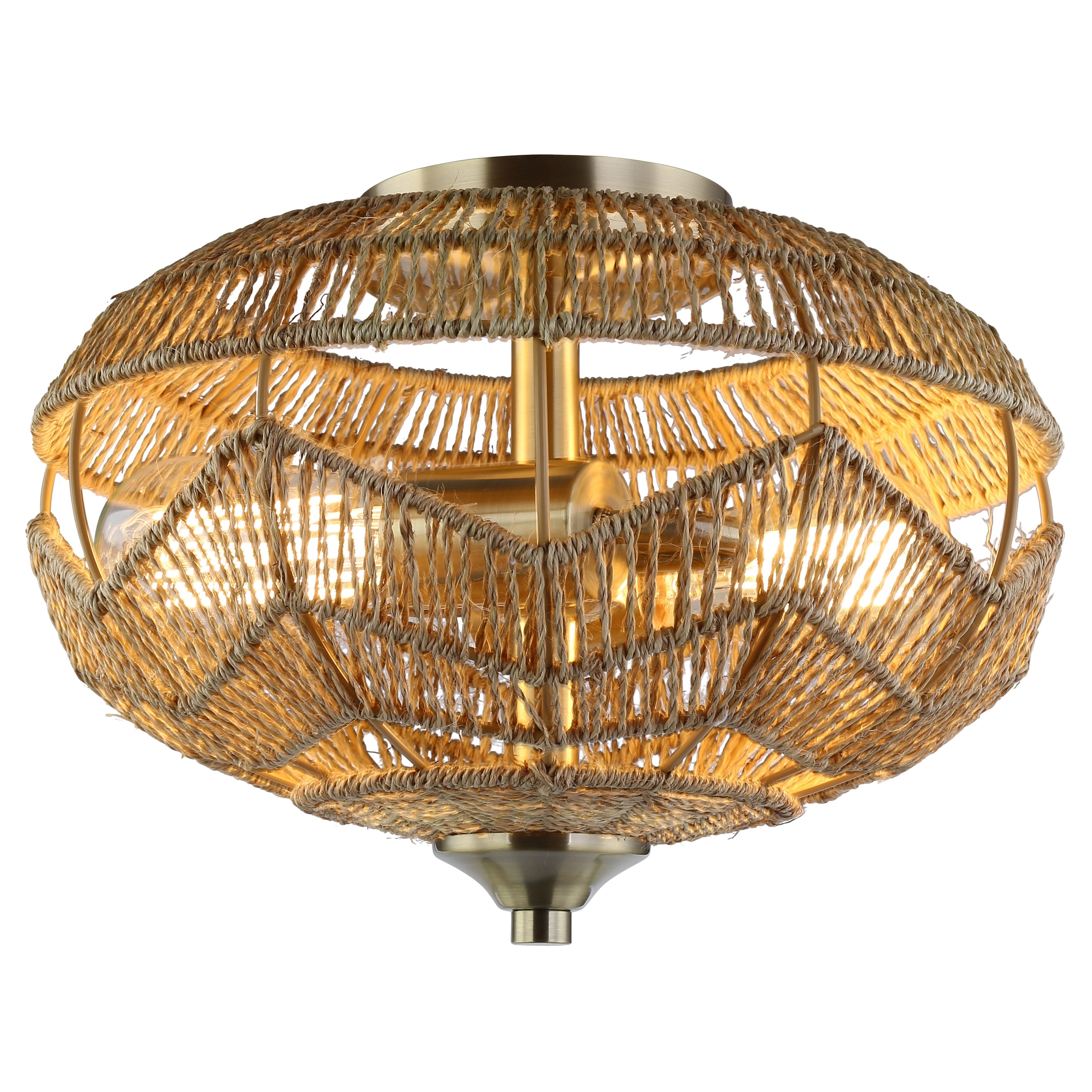 River of Goods Cassian Brushed Gold Ceiling Light with Rope Shade ...