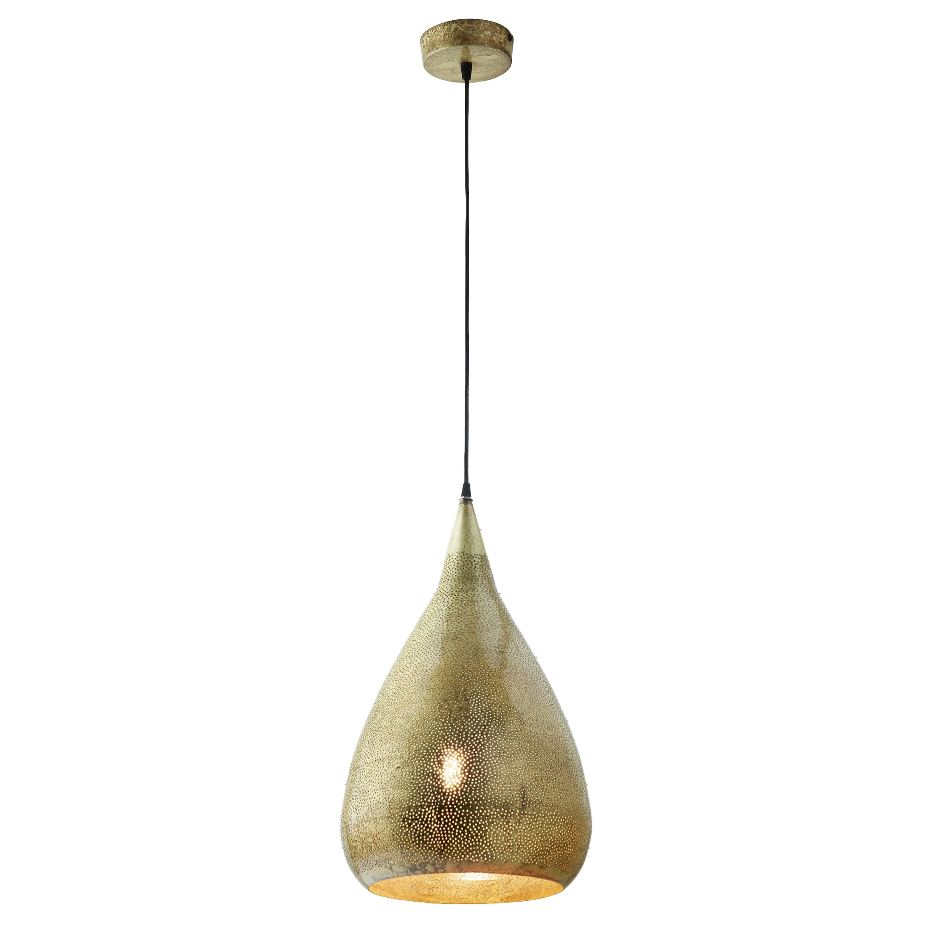 River of Goods Penny Cone-Shaped Pendant Lamp with Antique Gold Punched ...